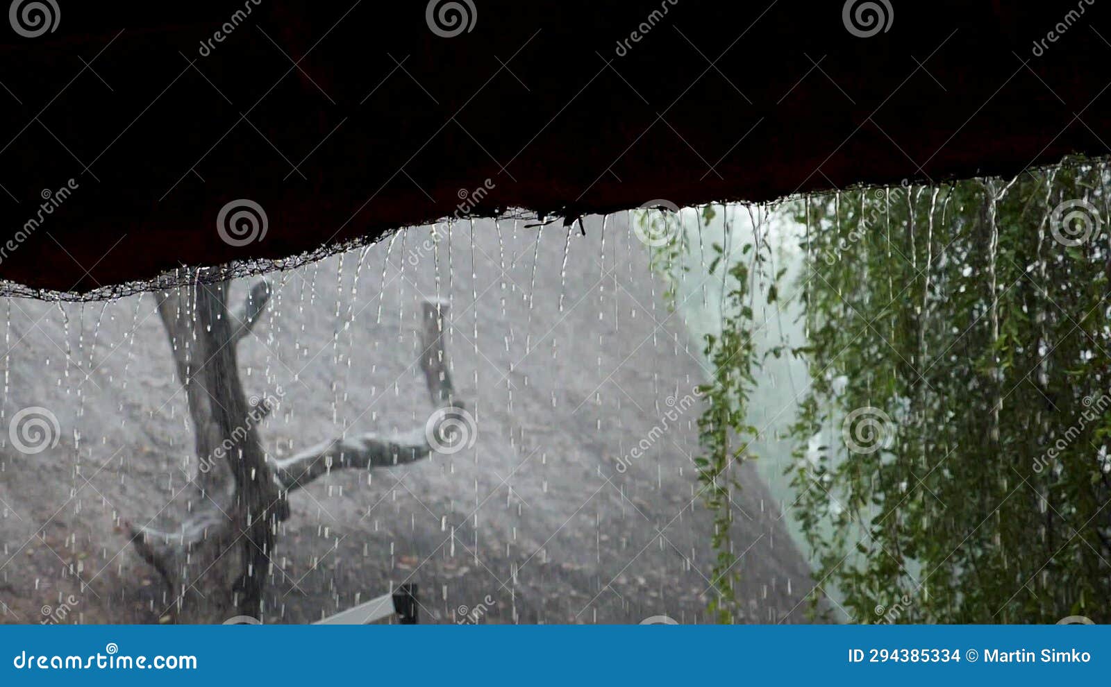 Heavy Rain in Slow Motion in African Lodge. Falling Raindrops Chobe in ...