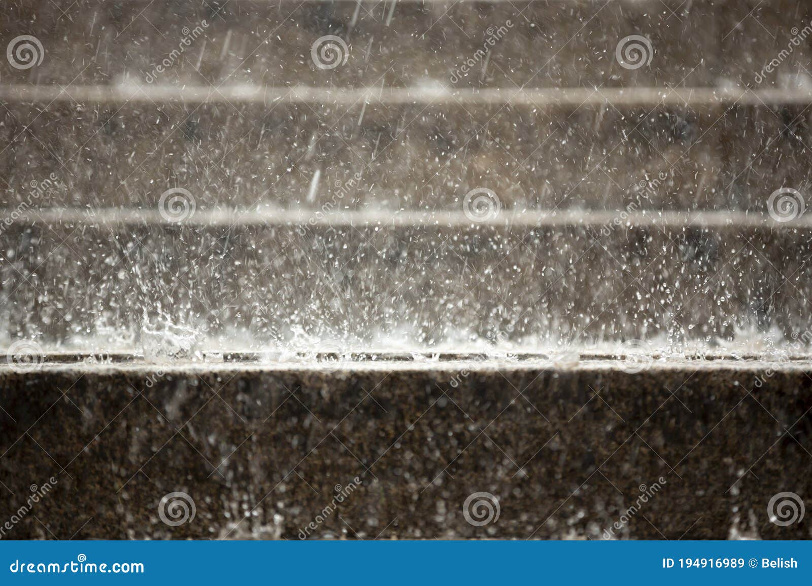 Heavy rain on stairs stock image. Image of heavy, city - 194916989