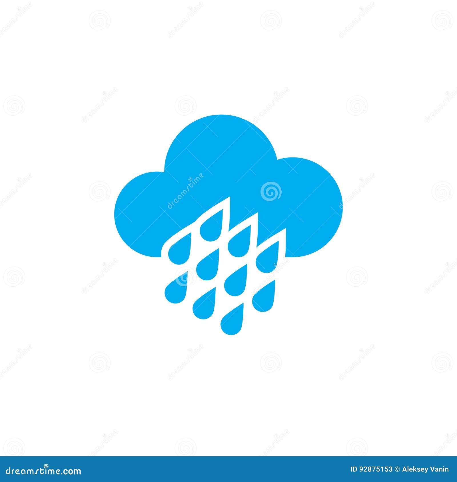 Heavy Rain Weather Icon Isolated on White Background. Vector ...