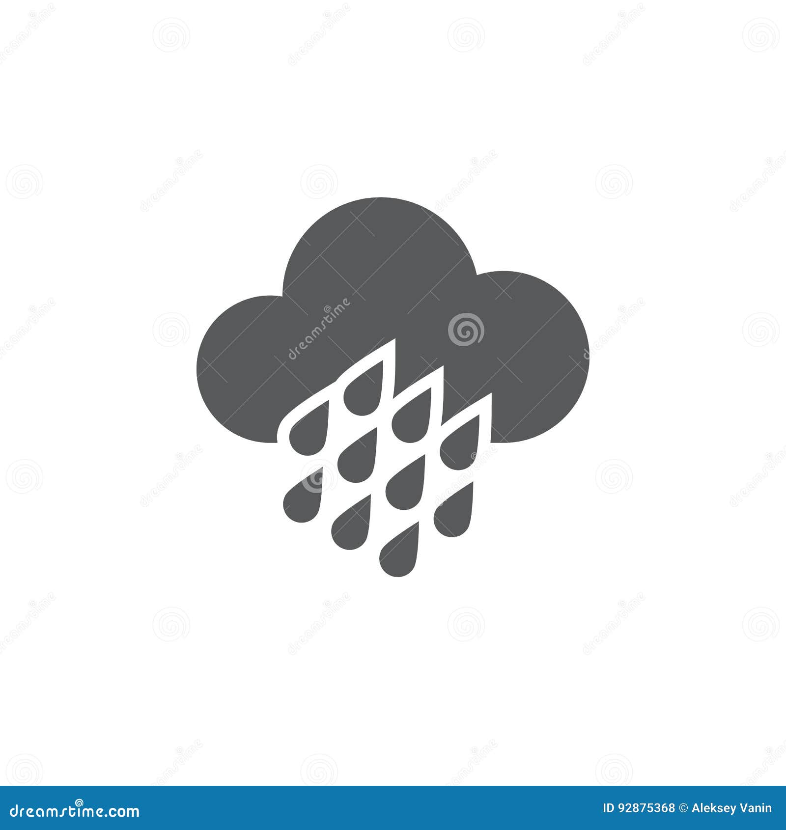Heavy Rain Weather Icon Isolated on White Background. Vector ...
