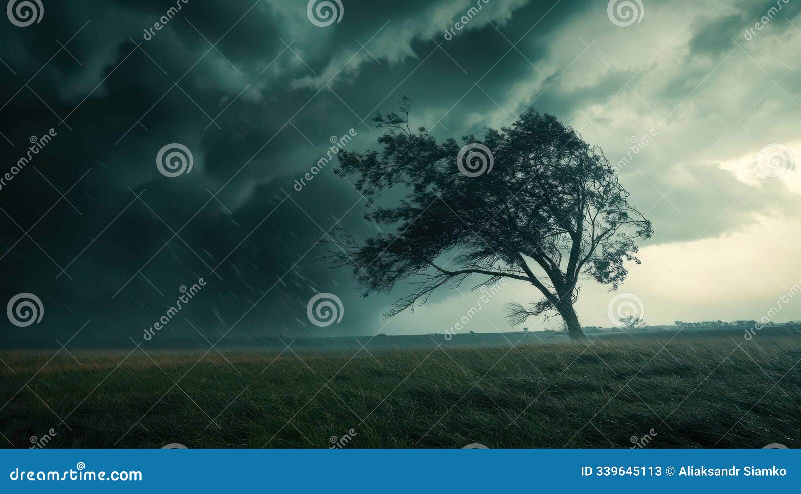Heavy Rain and Wind Bending Trees As a Powerful Storm Rolls through a ...