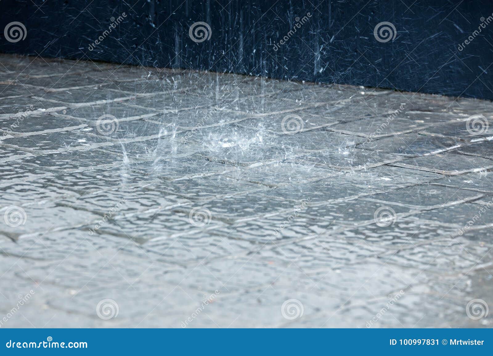 Heavy Raindrops Falling On Pavement Stock Image - Image of ground ...
