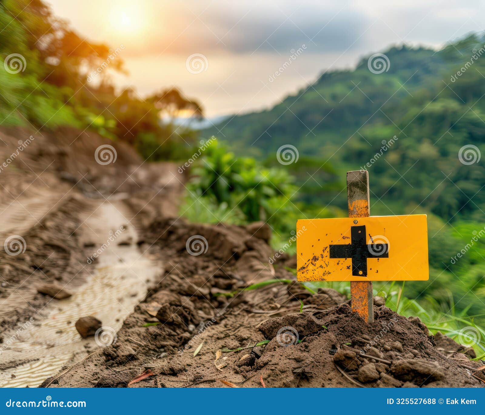 Landslide Warning Sign Risk of Damage and Emergency Evacuation, Stay ...