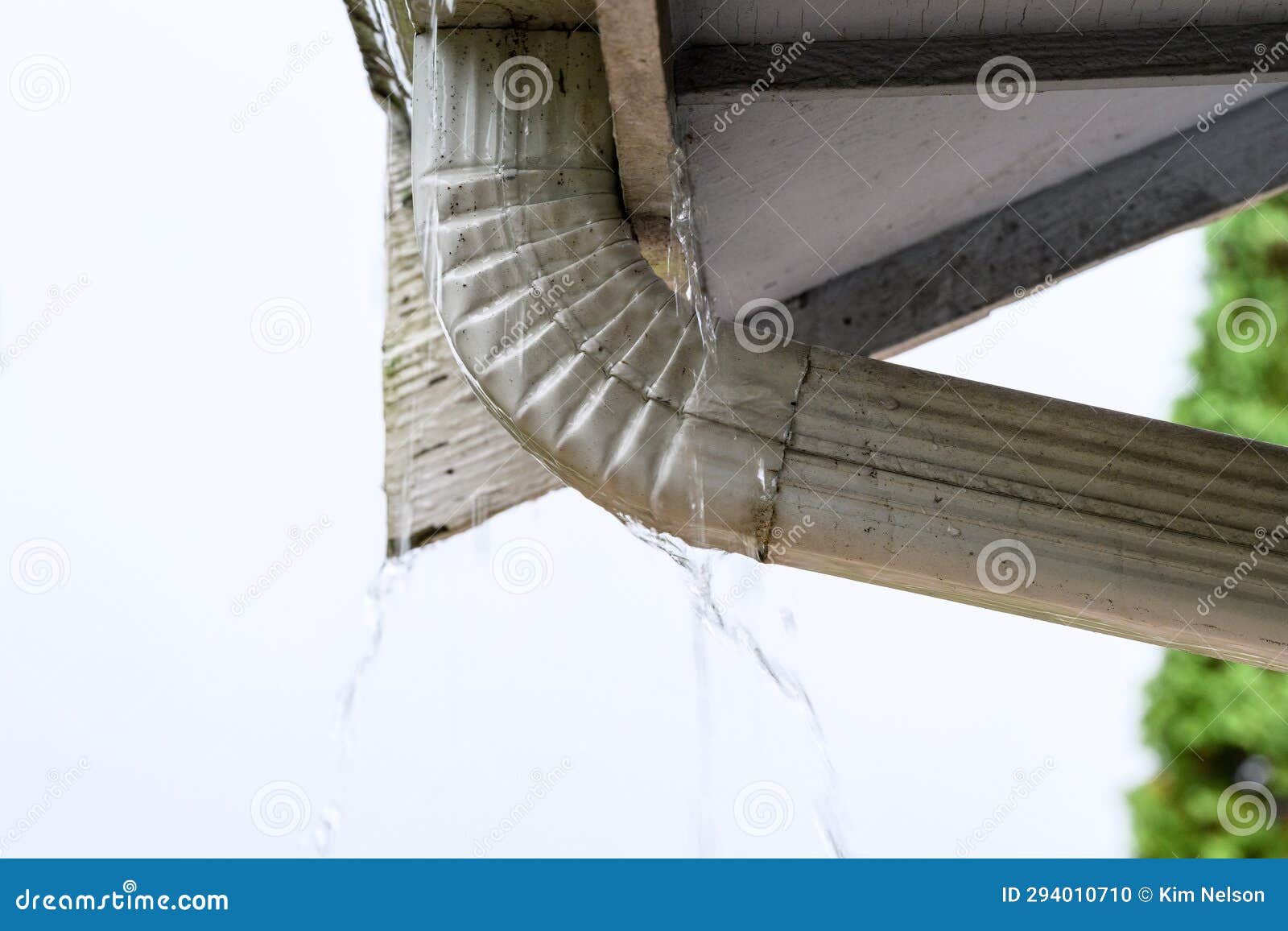Heavy Rainfall Overflowing Roof Gutter and Not Going Down the Downspout ...