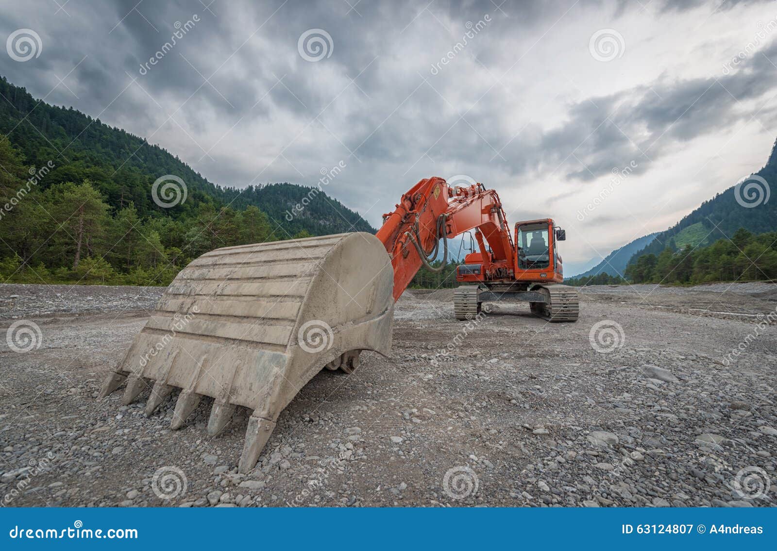 Heavy red digger stock image. Image of digger, clouds - 63124807