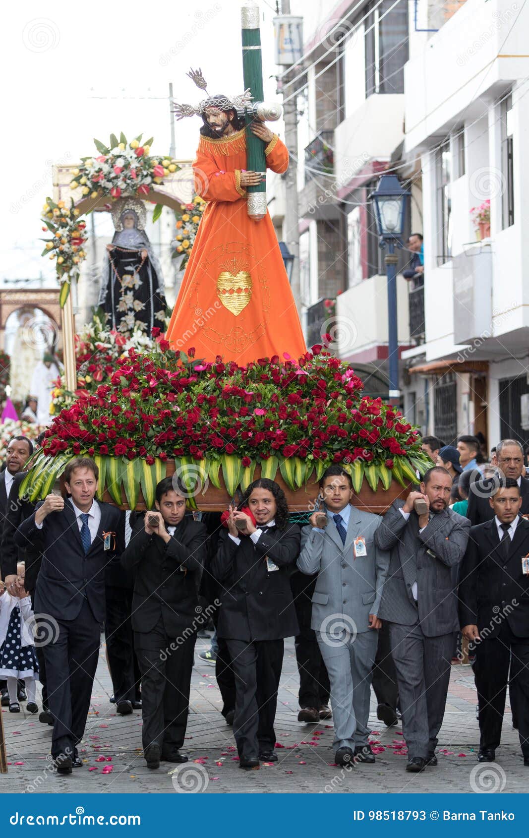 Heavy Religious Float Carried by Men in Ecuador Editorial Stock Photo ...