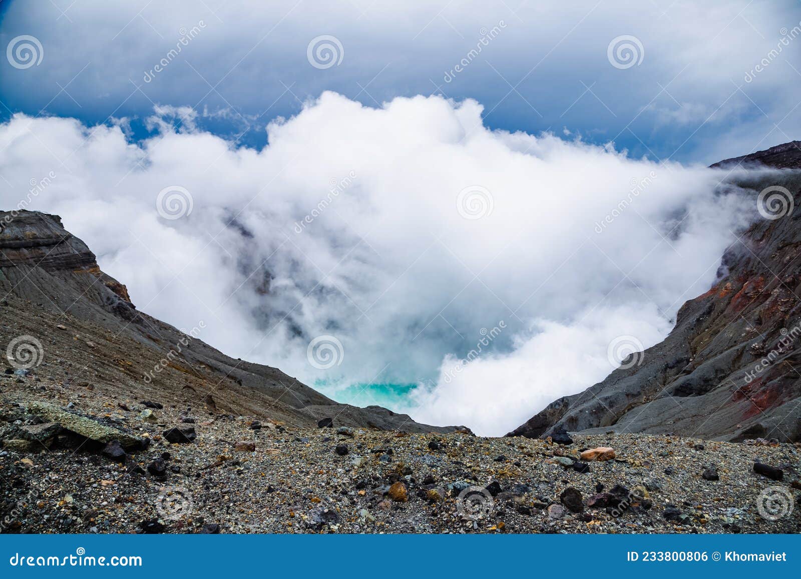 Heavy Smoke Comes from an Active Volcano Crater Stock Photo - Image of ...