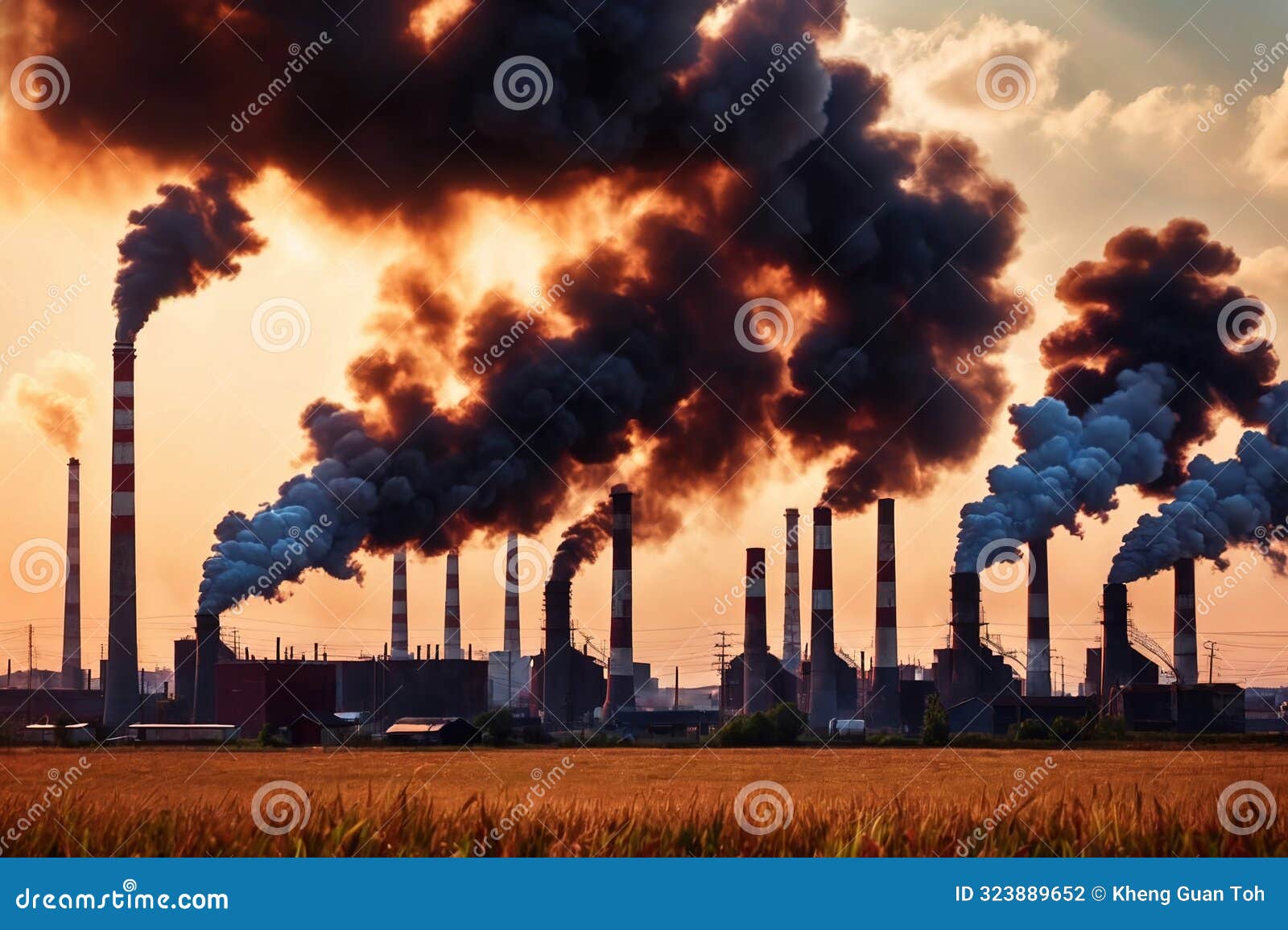 Heavy Smoke Rising Up in the Sky from Smoke Stacks, Pollution, Global ...
