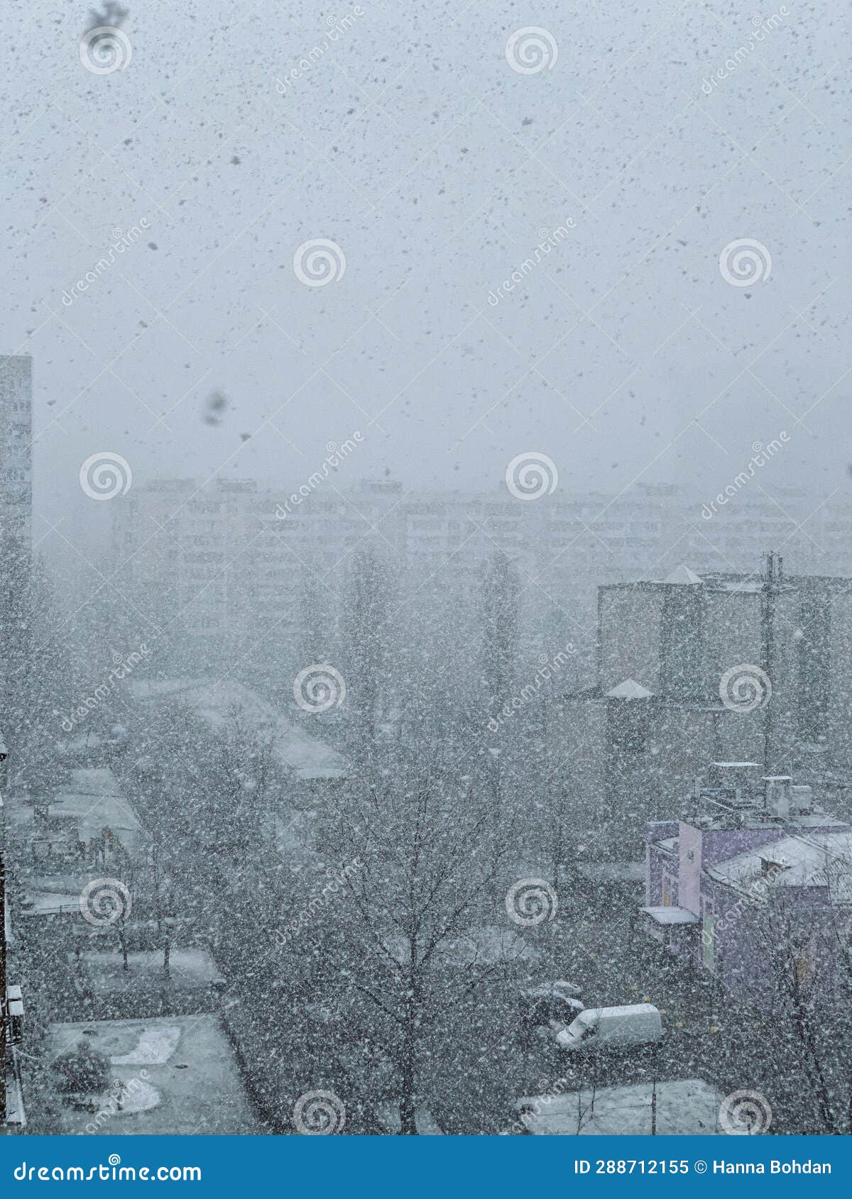 Heavy snow in the city stock image. Image of romania - 288712155