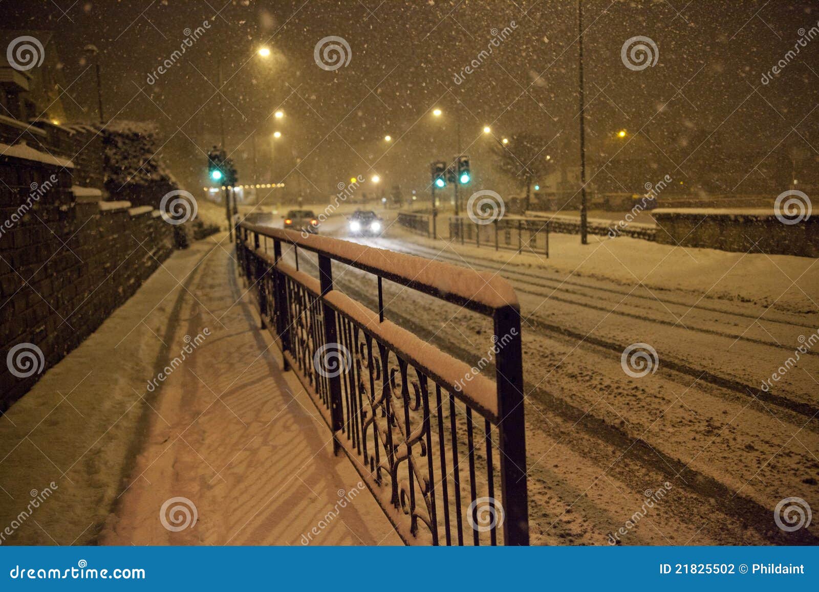 Heavy Snow Fall with Passing Traffic Stock Photo - Image of slippy ...