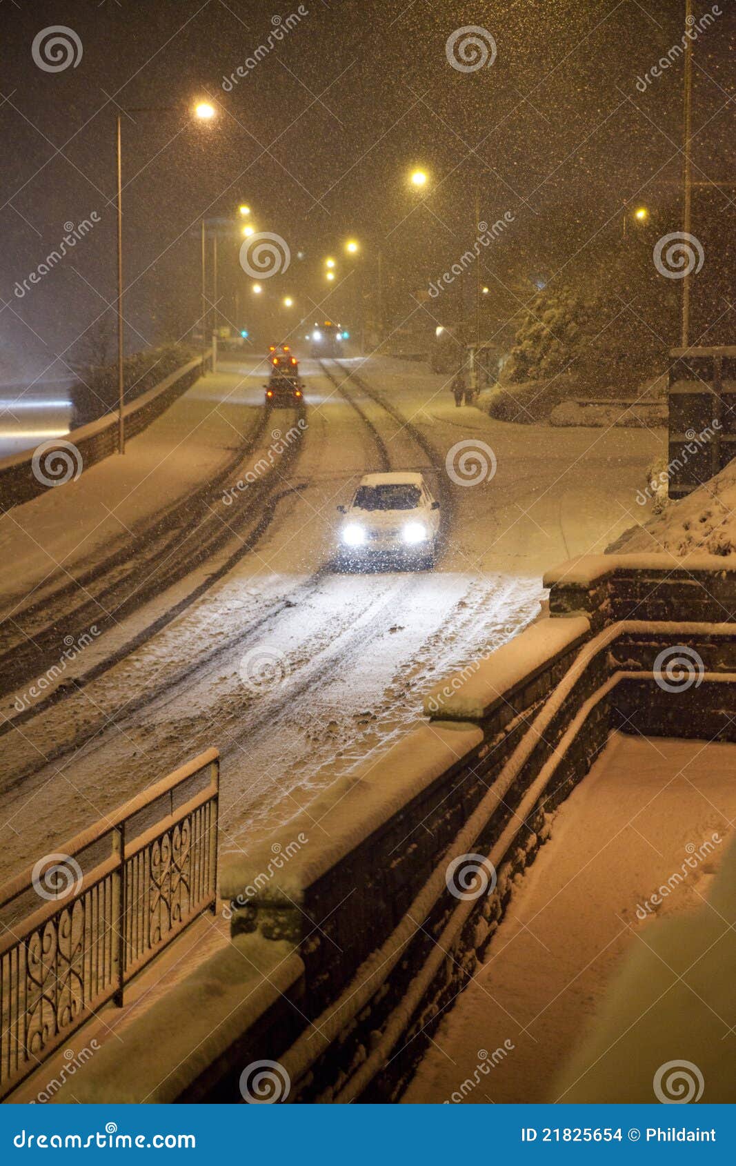 Heavy Snow Fall with Passing Traffic Stock Photo - Image of travel ...