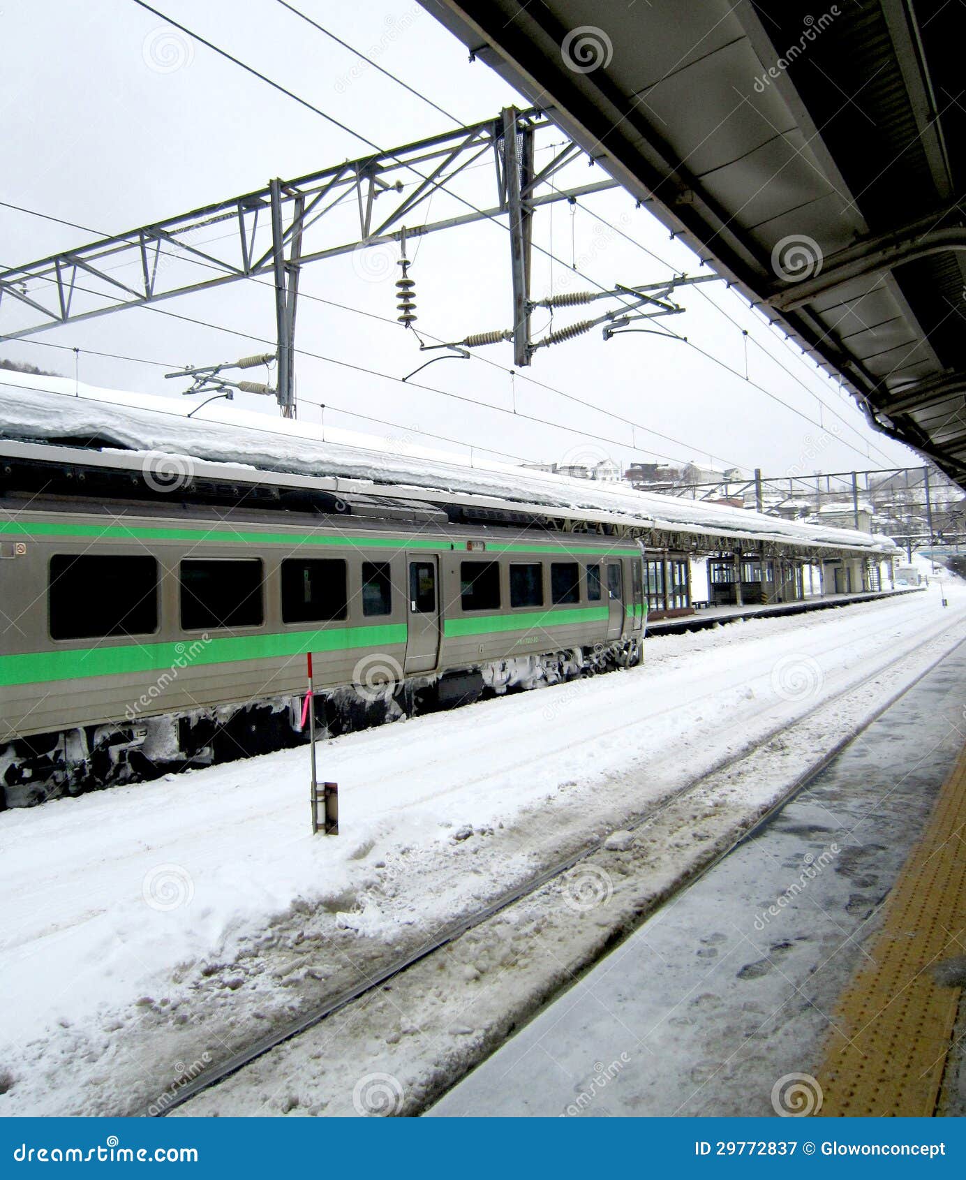 Train Railway Station in the Snow Stock Image - Image of horizon ...