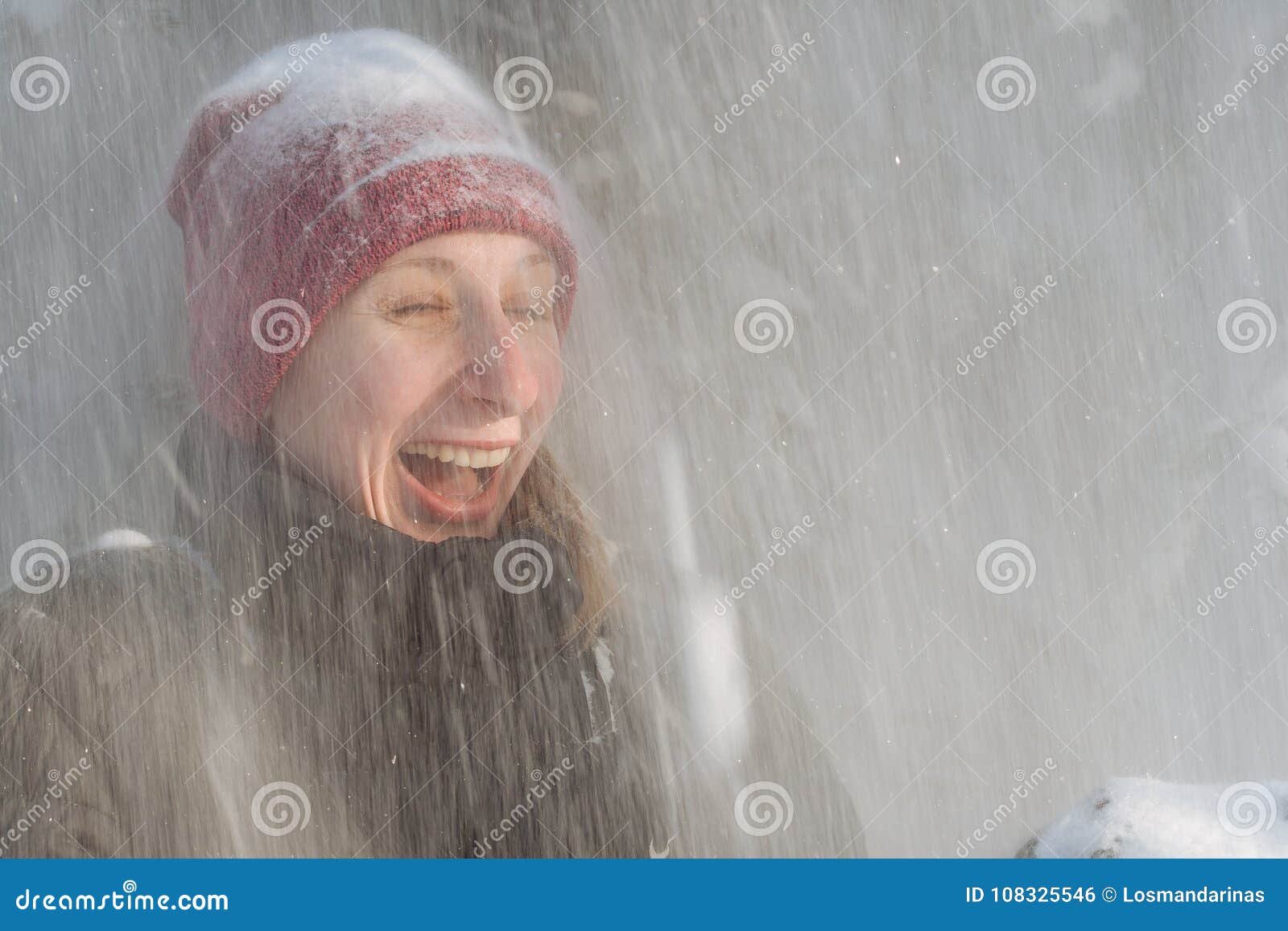 Young Woman in the Forest in the Snow Stock Photo - Image of woman ...