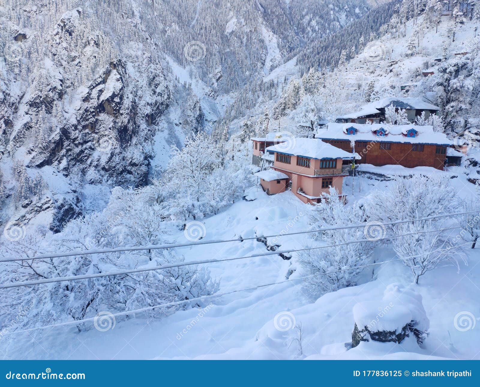Heavy Snowfall on Mountains Stock Image - Image of cloud, pine: 177836125