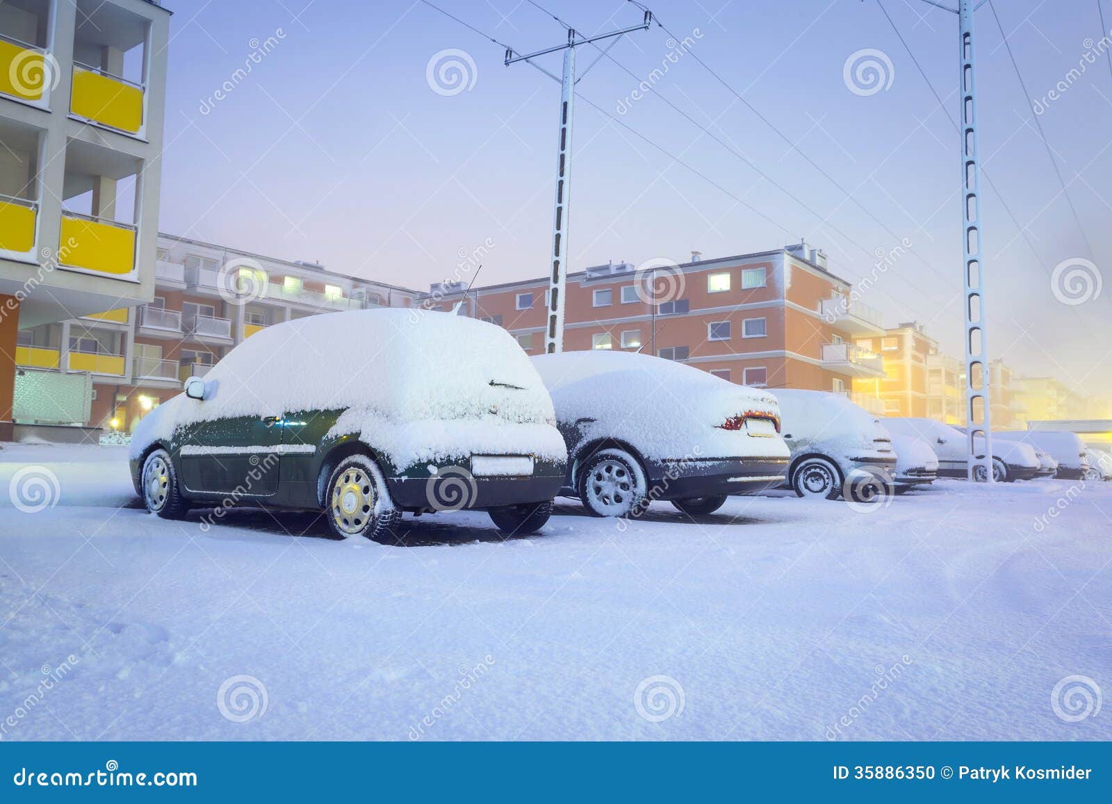 Heavy snowfall in Poland stock photo. Image of road, frosty - 35886350