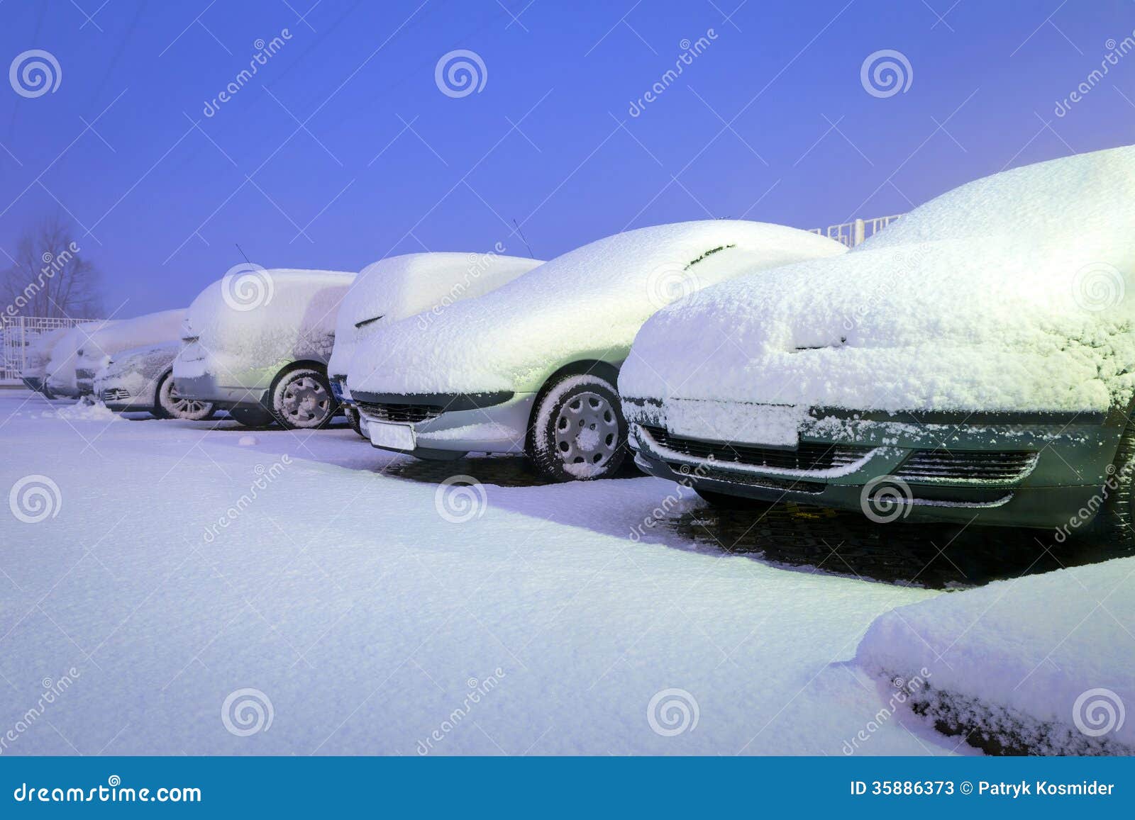 Heavy snowfall in Poland stock image. Image of driving - 35886373