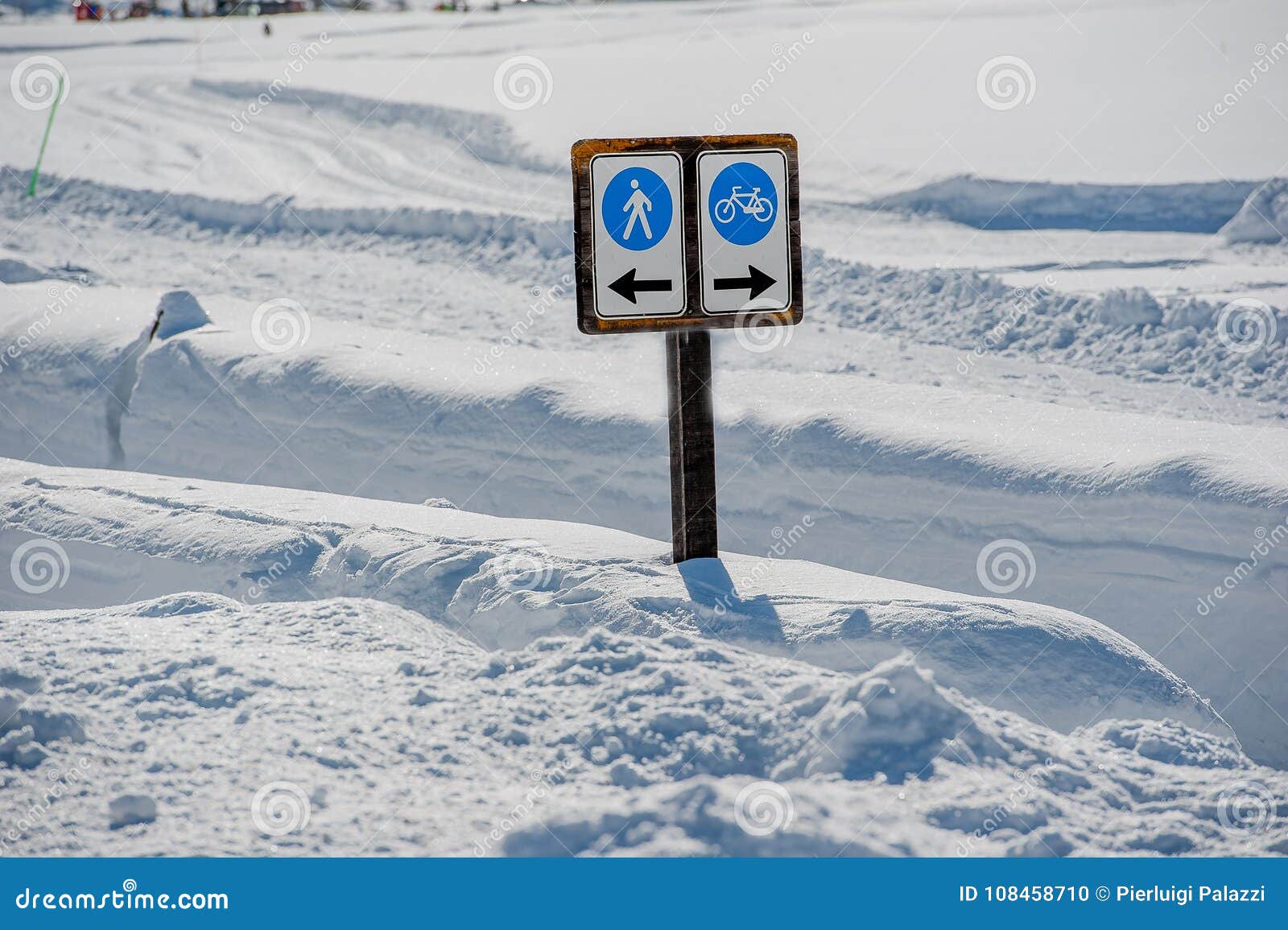 Heavy snowfall stock photo. Image of sign, outdoor, city - 108458710