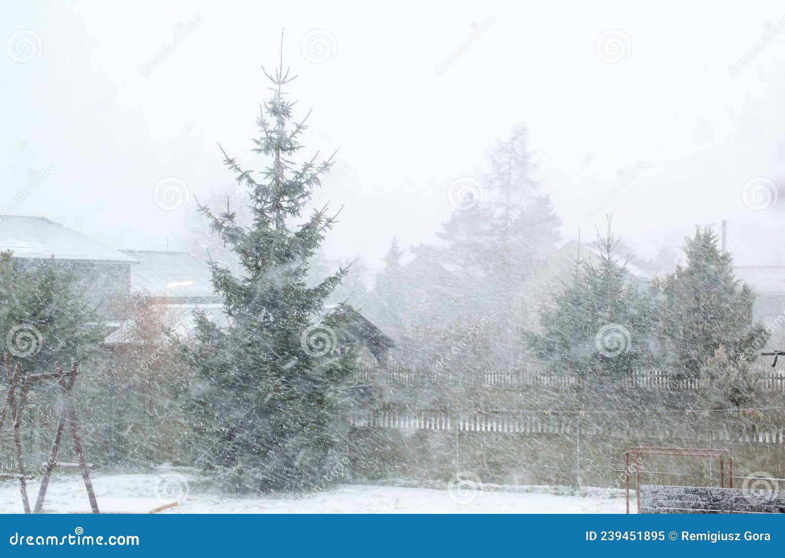 Heavy Snowfall. View from the Window To the Backyard Stock Image ...