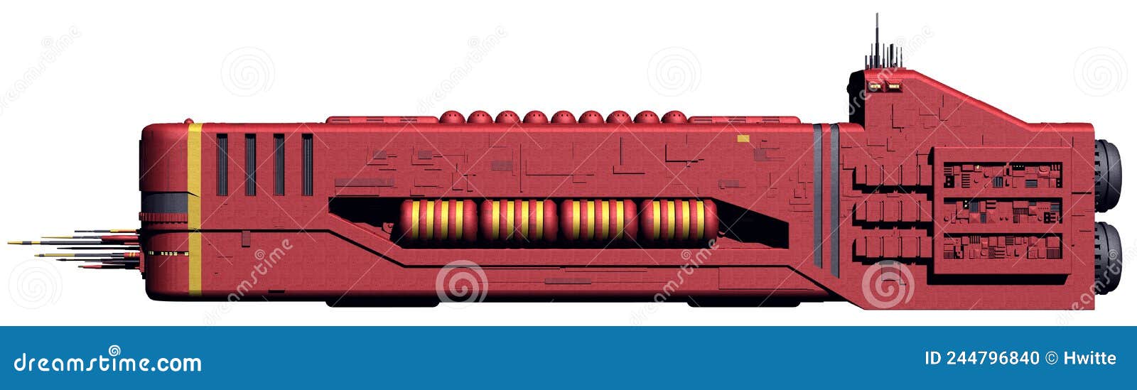 Heavy Space Freighter 3D Illustration Stock Illustration - Illustration ...