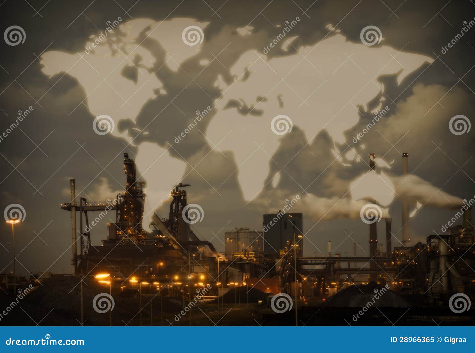 Heavy Steel Industry with World Map Stock Image - Image of pipe, globe ...