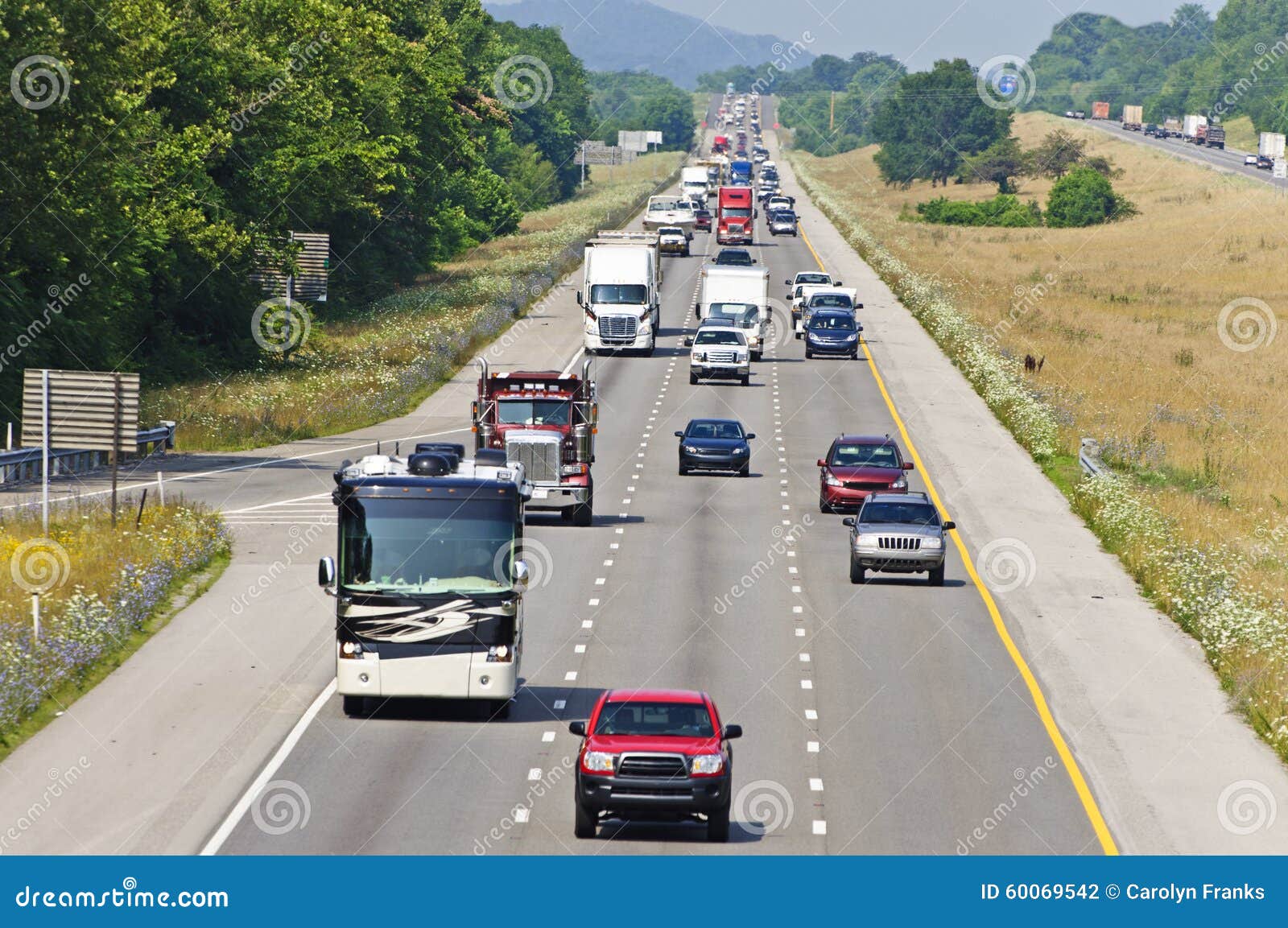 Heavy Summertime Interstate Traffic Stock Photo - Image of mode ...