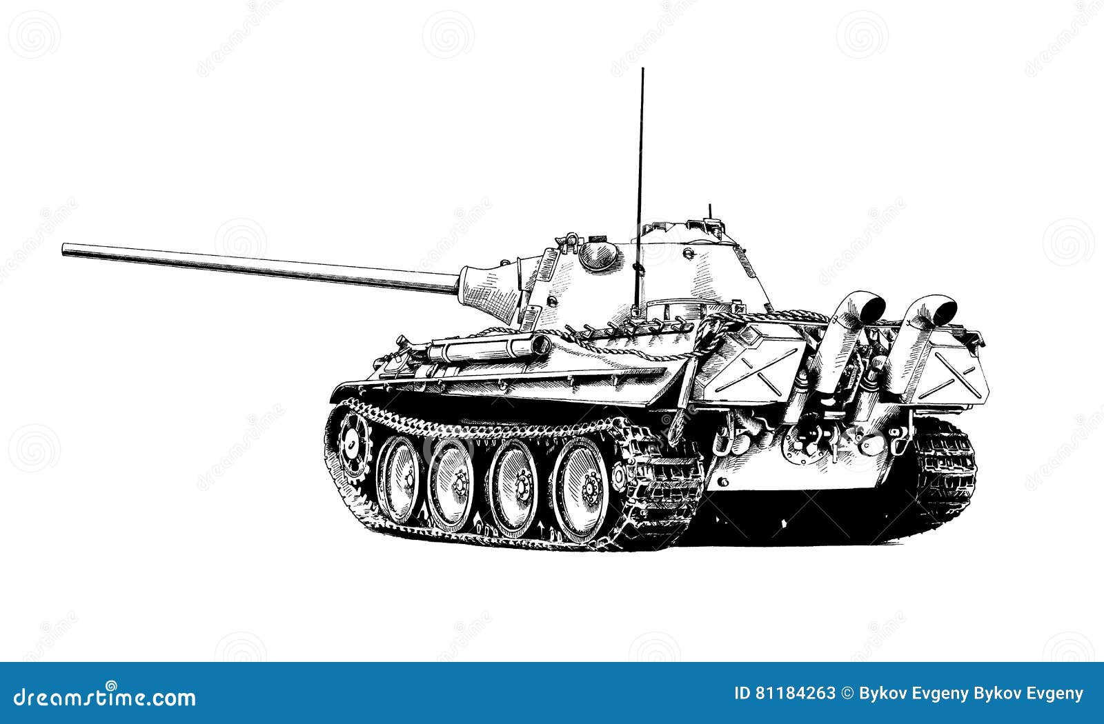 The Heavy Tank is Painted with Ink Stock Vector - Illustration of light ...