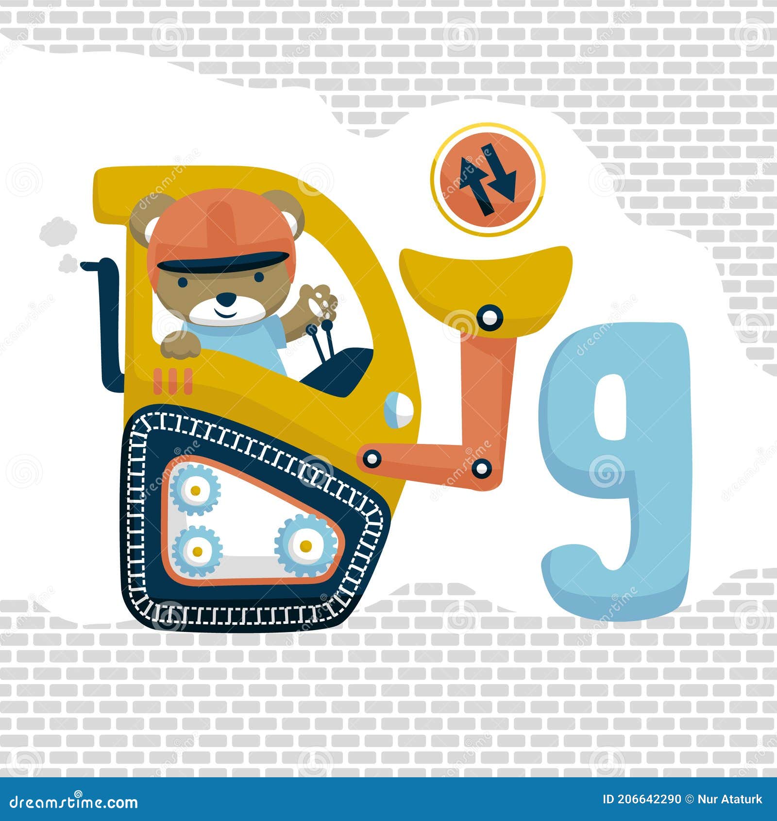 Cartoon of Construction Vehicle with Funny Driver Stock Vector ...