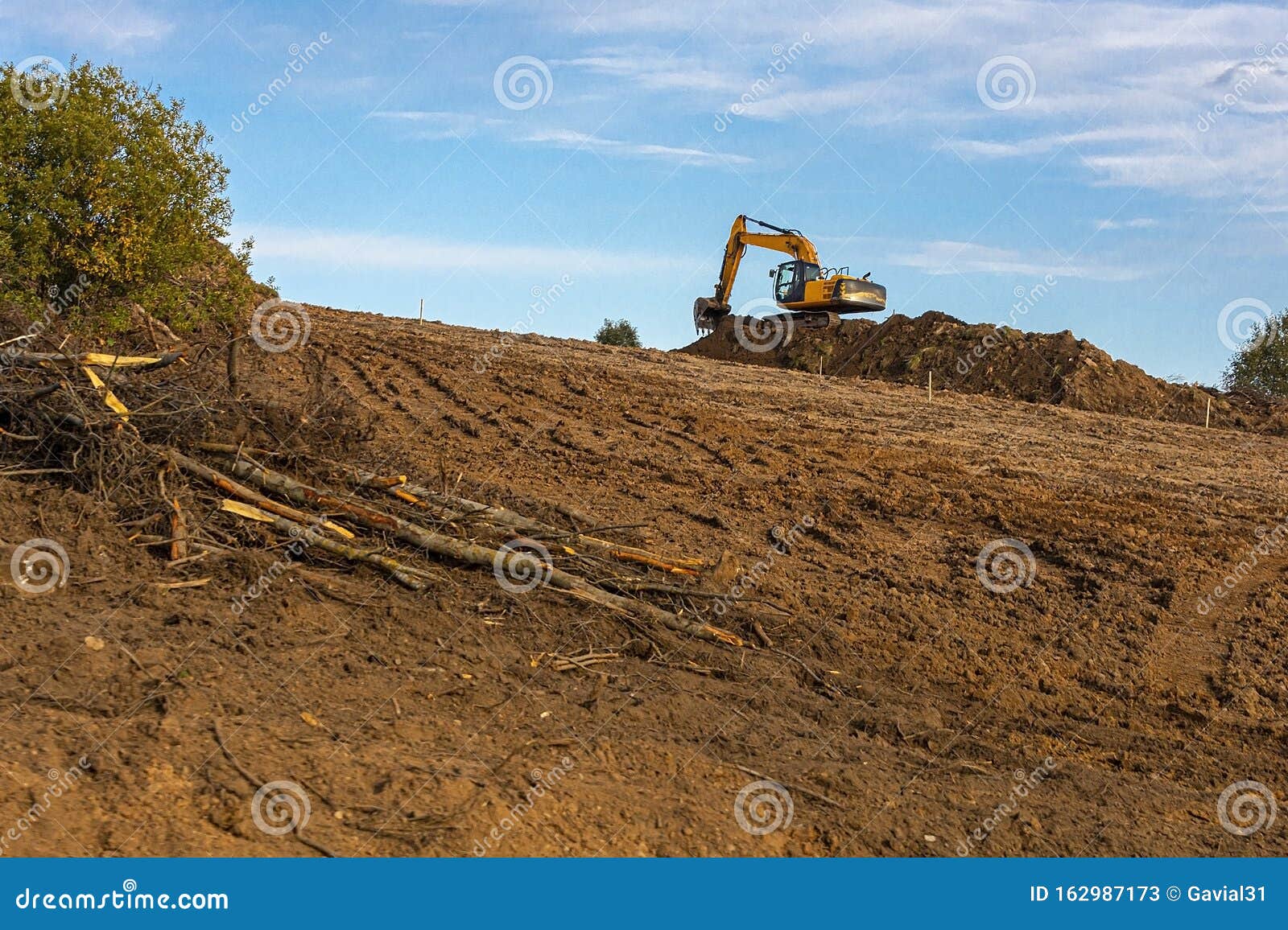 Heavy Tracked Excavators at a Construction Site. Special Heavy ...