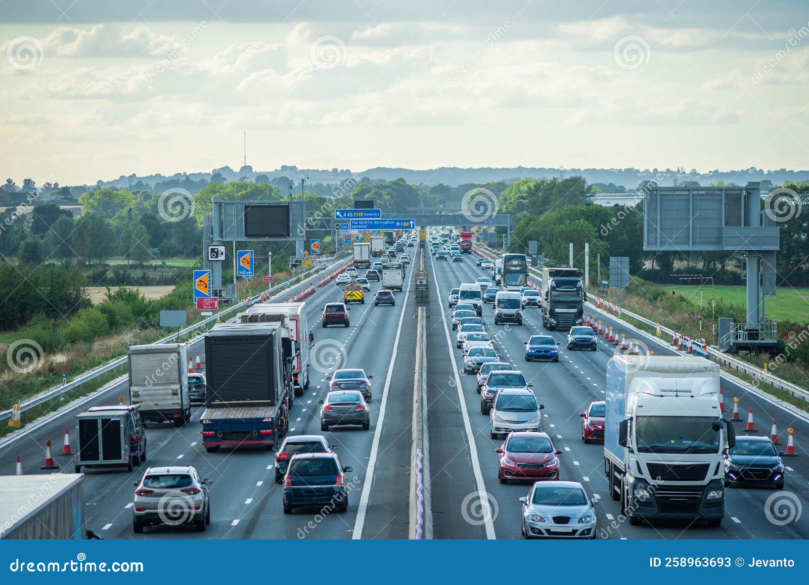 Heavy Traffic in Blurry Motion on UK Motorway in England Stock Image ...