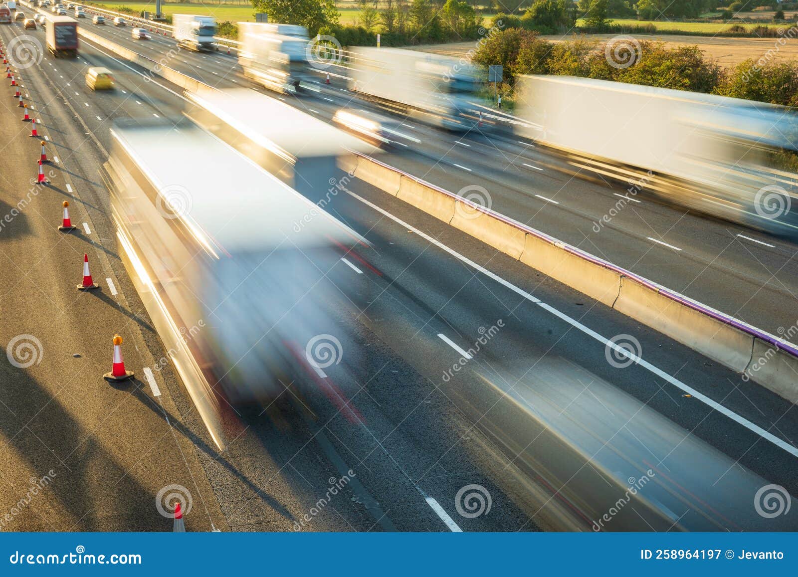 Heavy Traffic in Blurry Motion on UK Motorway in England Stock Image ...