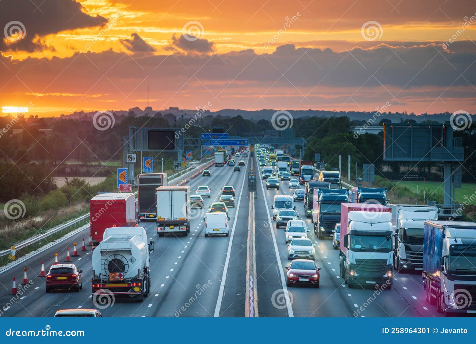 Heavy Traffic in Blurry Motion on UK Motorway in England Stock Image ...