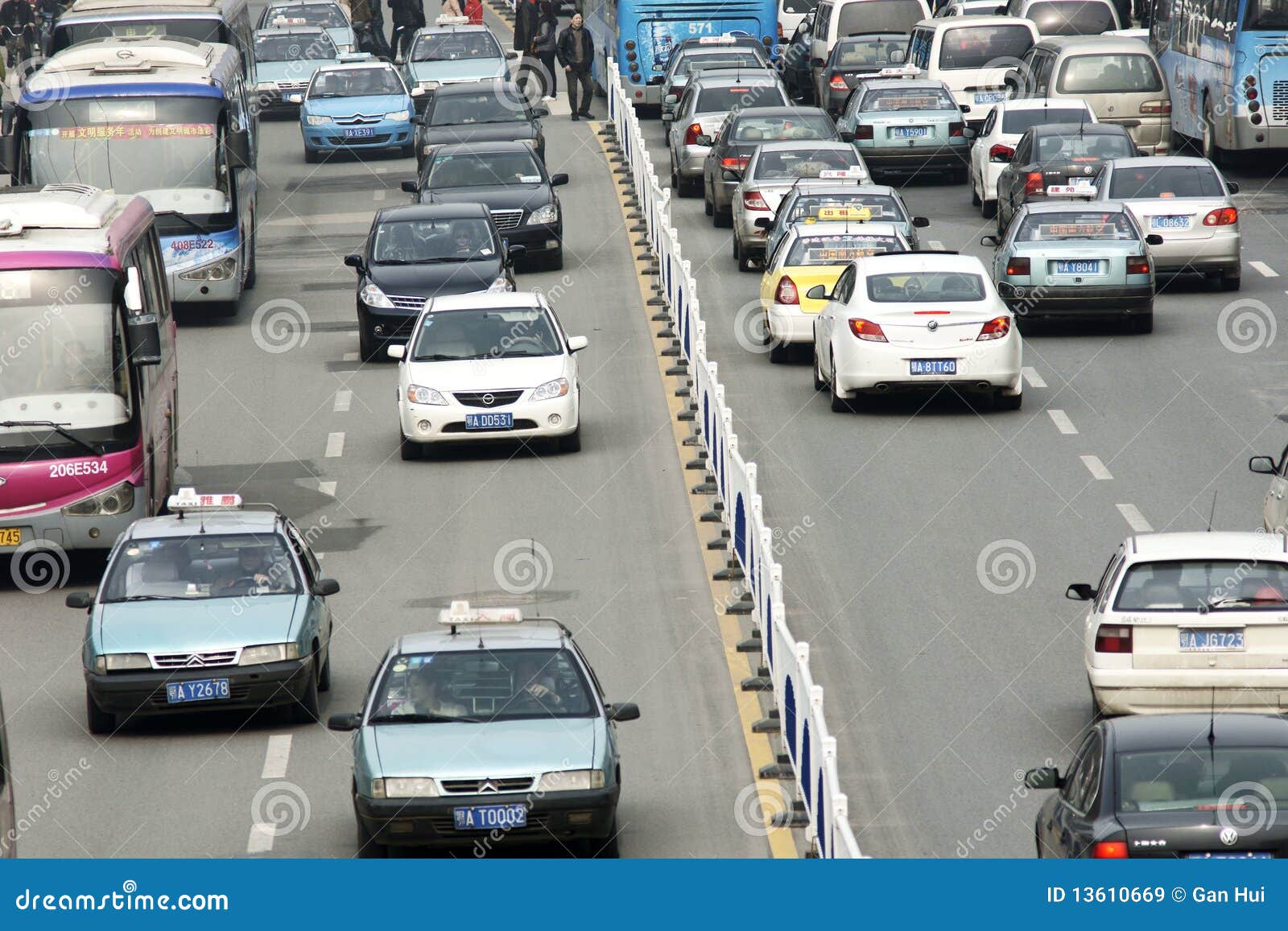 Heavy Traffic, Many Cars And MRT Train On Edsa Road In Rush Hour ...