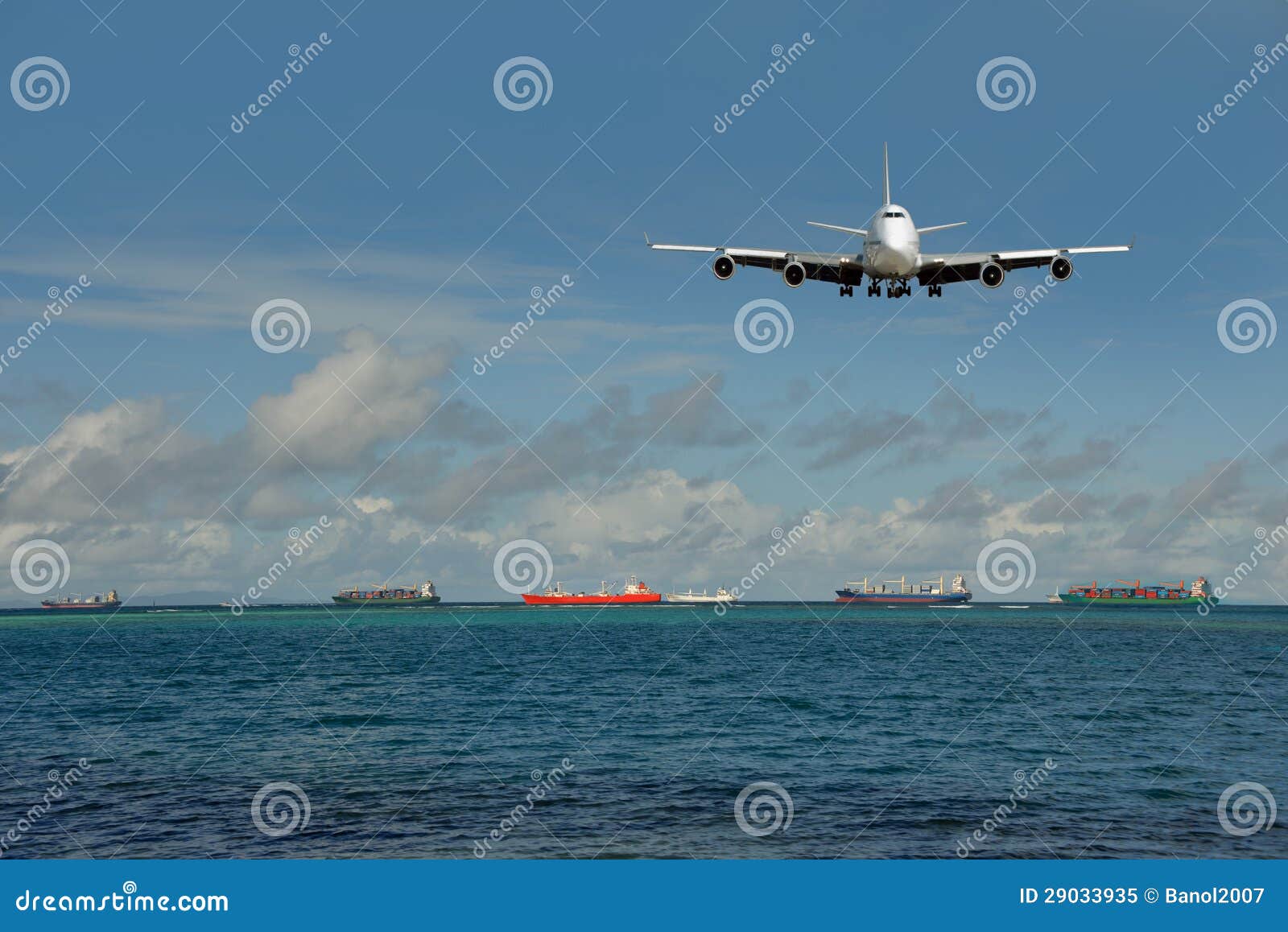 Heavy Traffic of Global Shipping. Plane, Vessels Stock Image - Image of ...