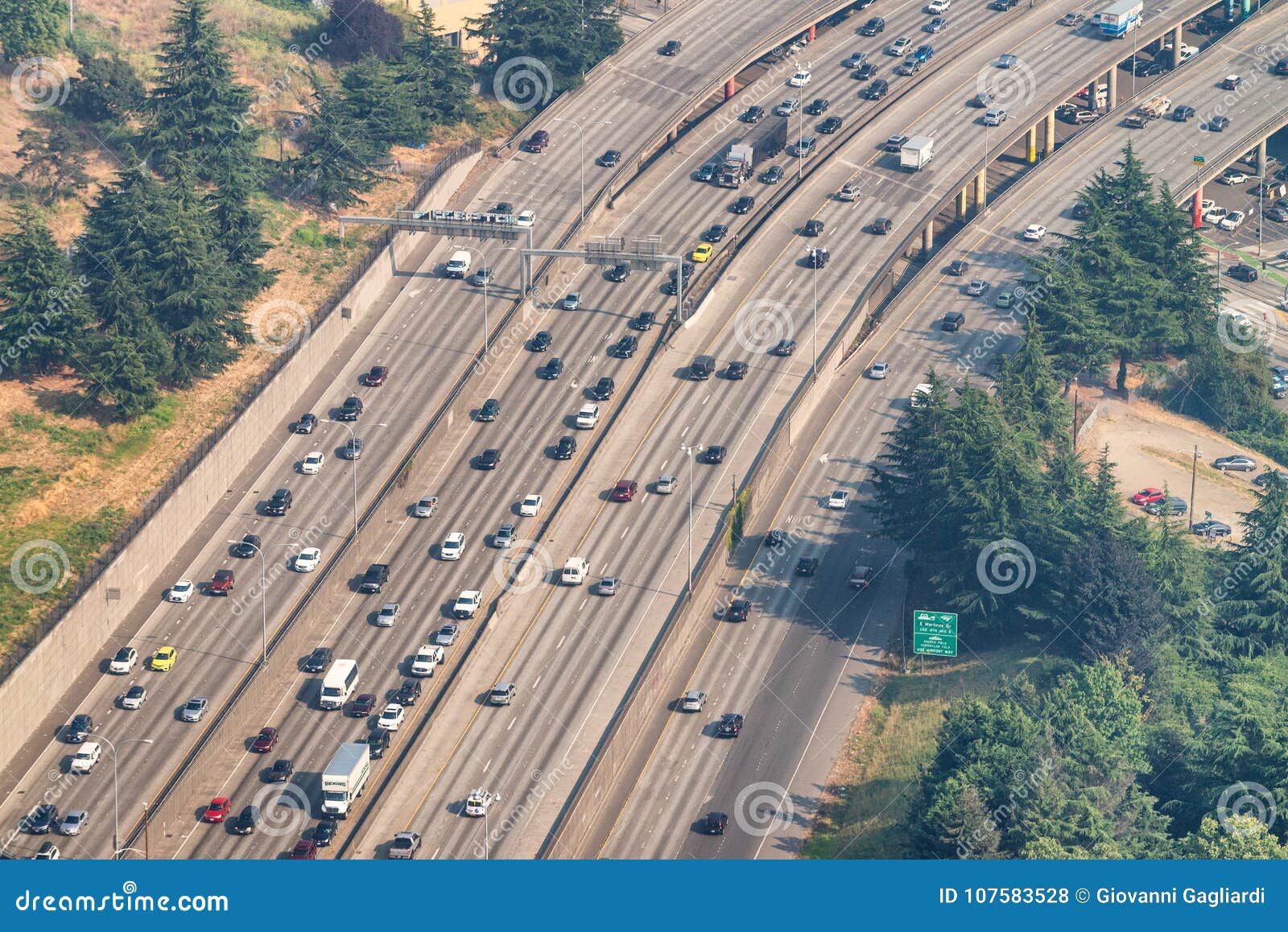 Heavy Traffic on the Highway, Aerial View Stock Photo - Image of ...