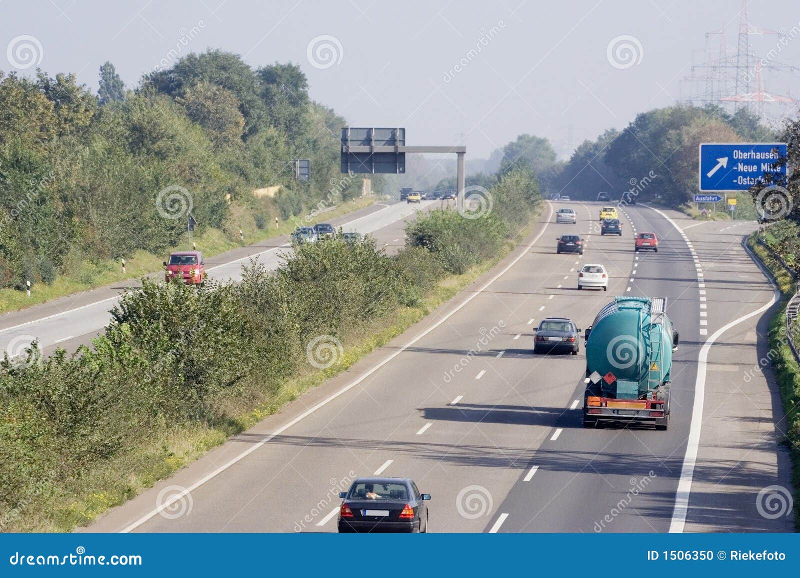 Heavy Traffic on a Three-lane Autobahn Stock Photo - Image of clean ...
