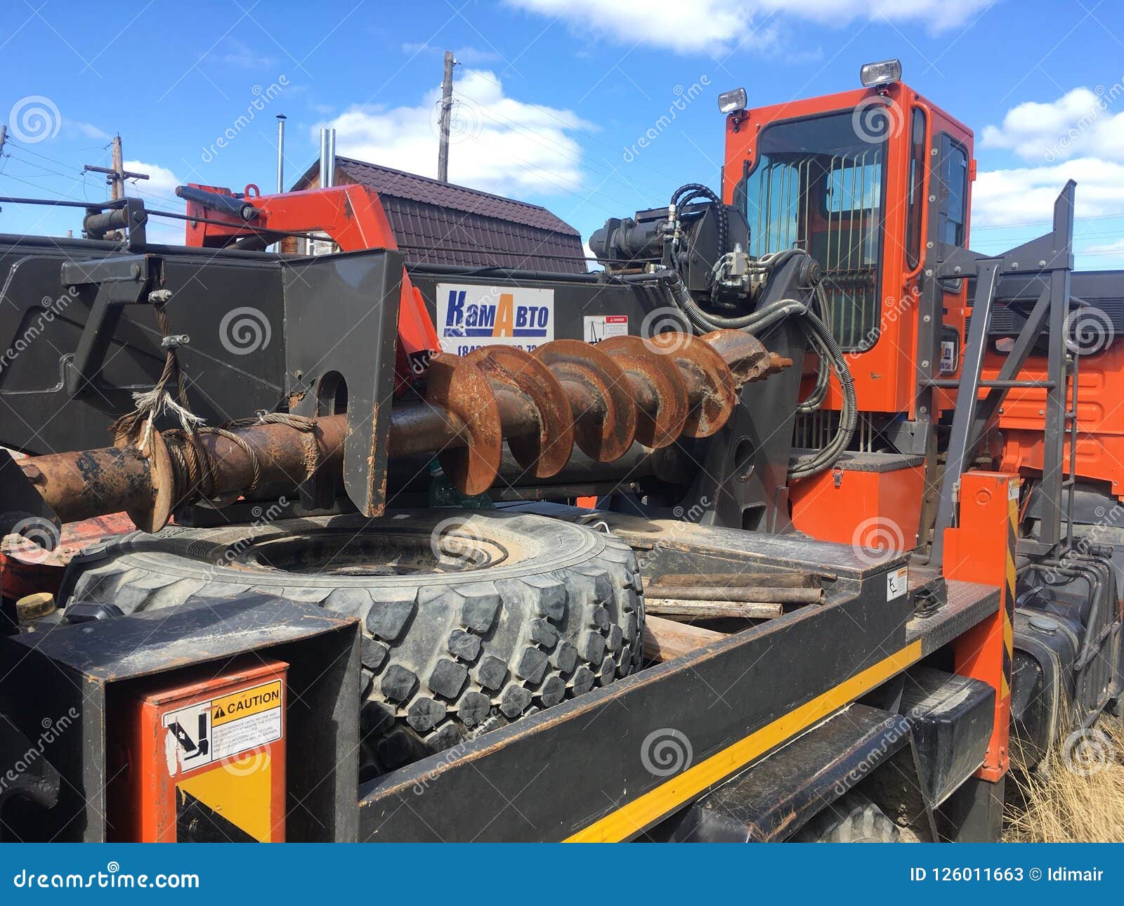 Heavy truck with drill rig editorial stock photo. Image of truck ...