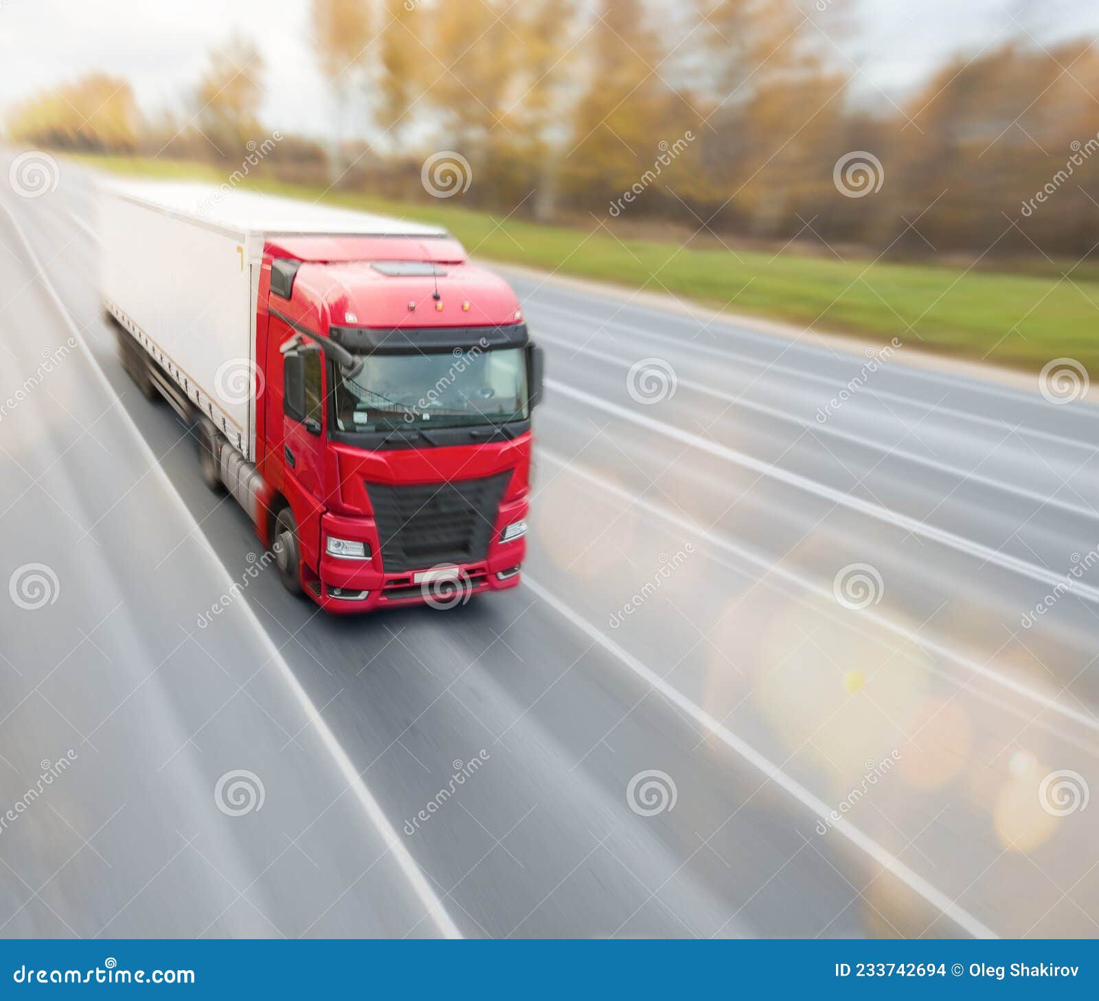 Heavy Truck Driving on the Highway Stock Photo - Image of lorry, convey ...