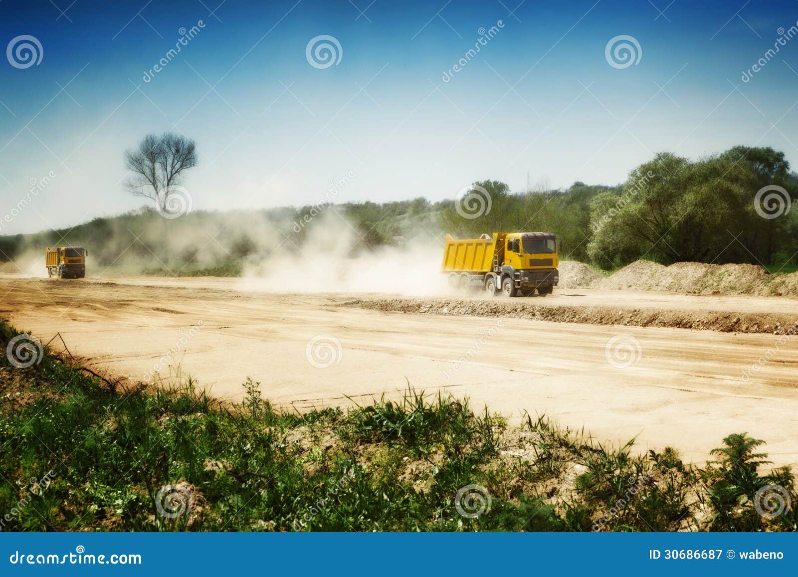 Heavy truck in dusty road stock image. Image of road - 30686687