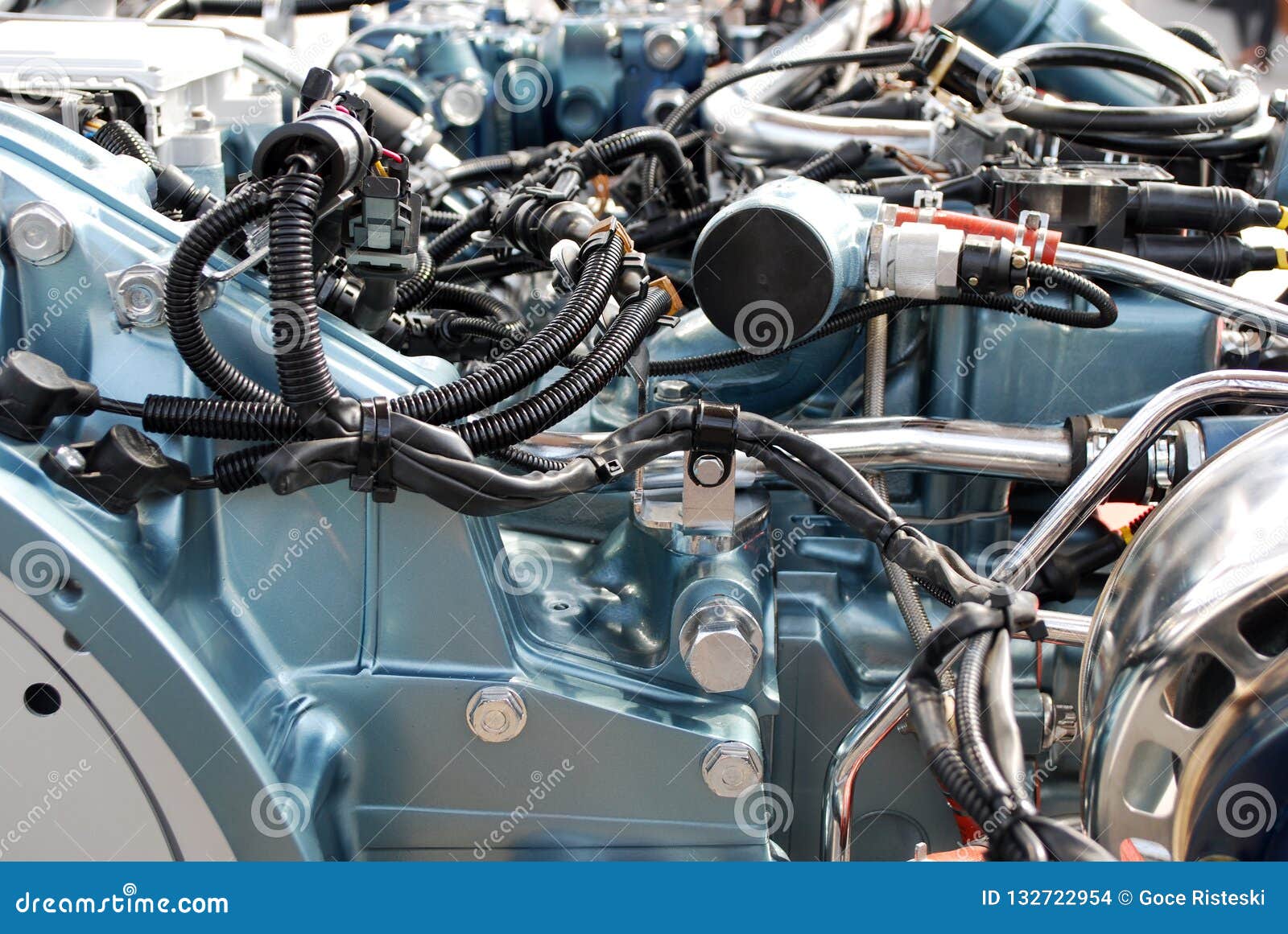 Heavy truck engine detail stock photo. Image of machine - 132722954