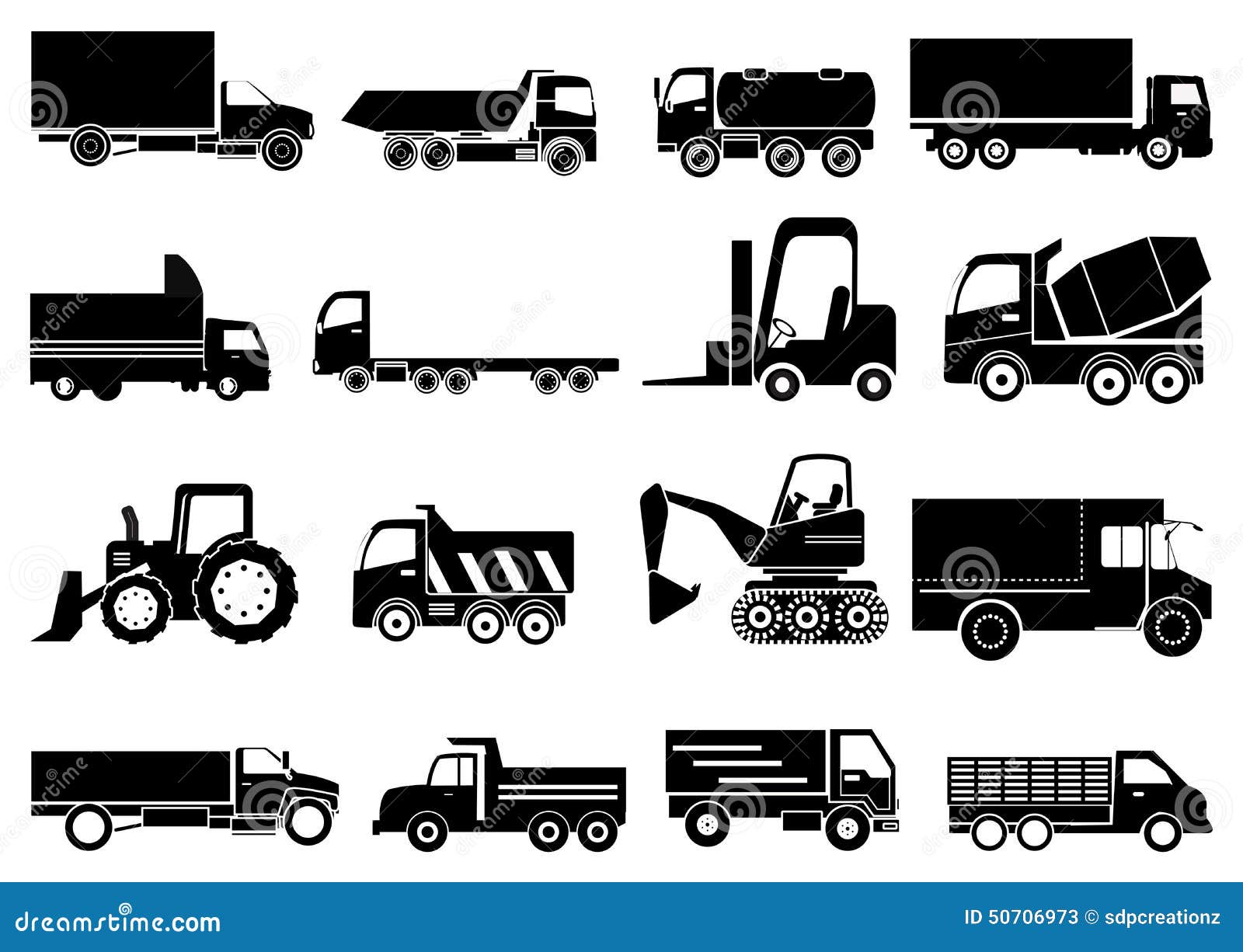 Heavy vehicles icons set stock vector. Illustration of loader - 50706973