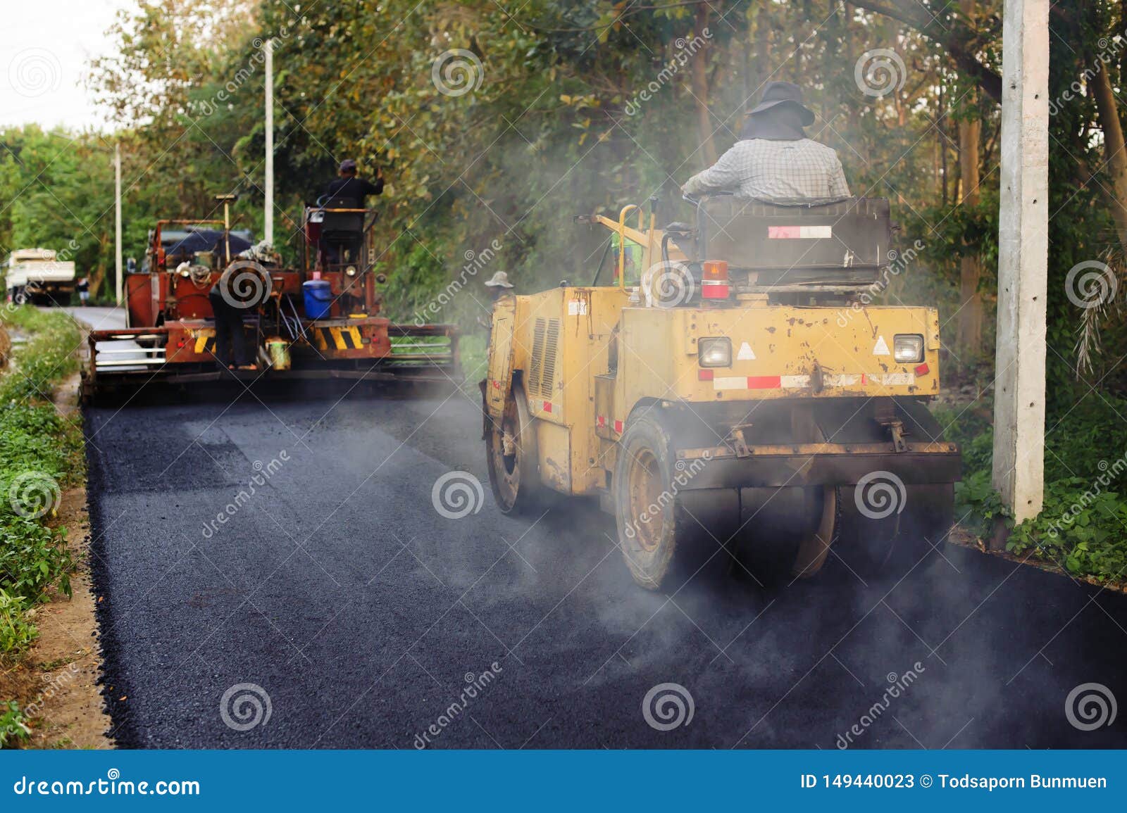 Compactor At Asphalt Pavement Works Stock Photography | CartoonDealer ...