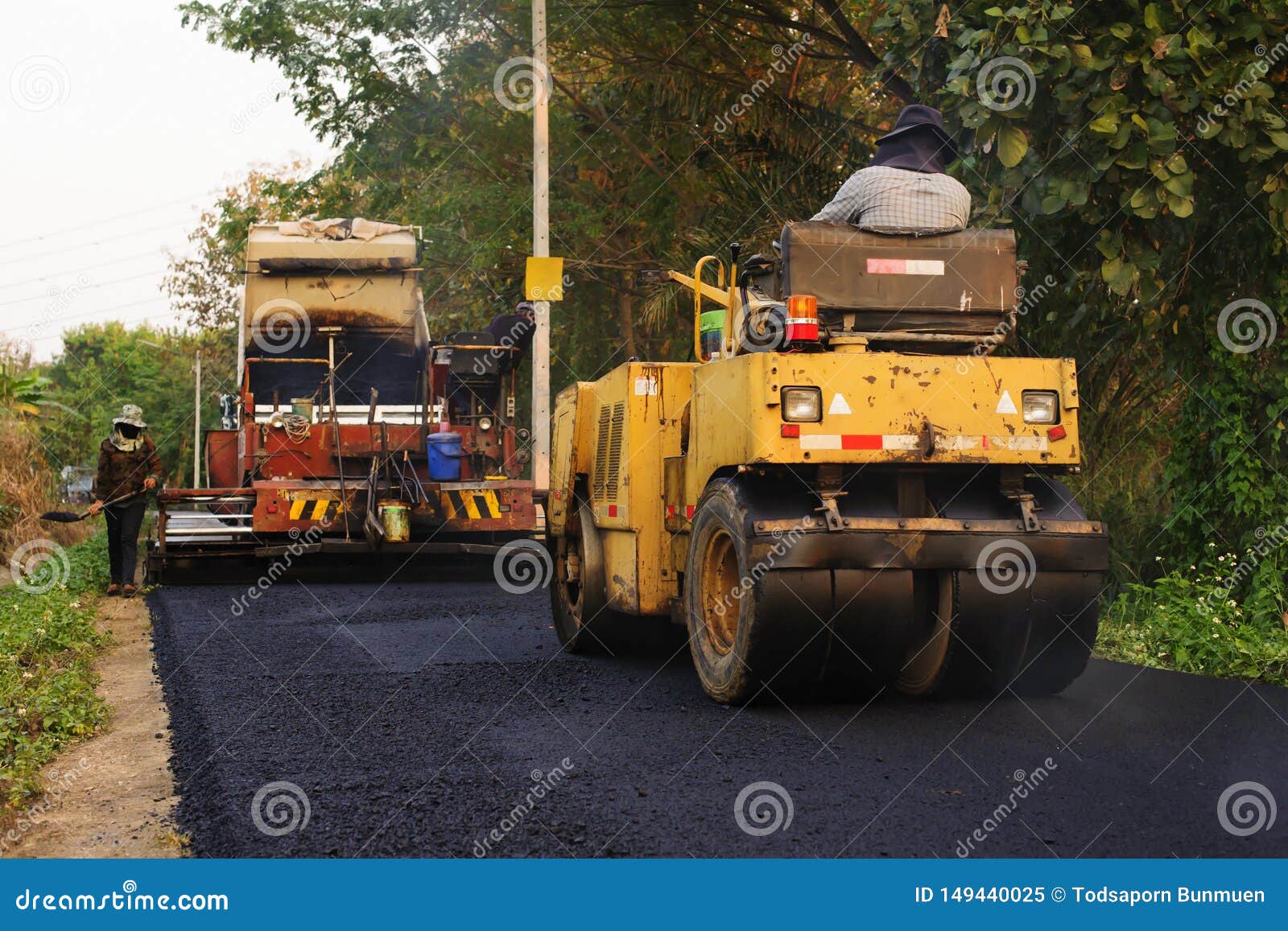 Compactor At Asphalt Pavement Works Stock Photography | CartoonDealer ...