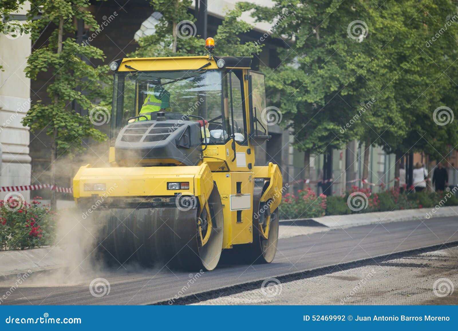 Compactor At Asphalt Pavement Works Stock Photography | CartoonDealer ...