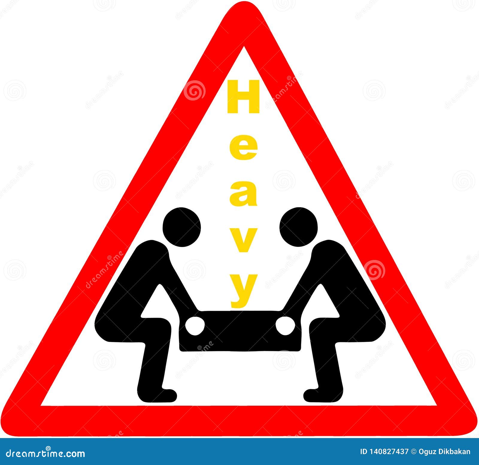 Heavy Weight Proper Lifting Warning Triangular Red Road Warning Sign ...