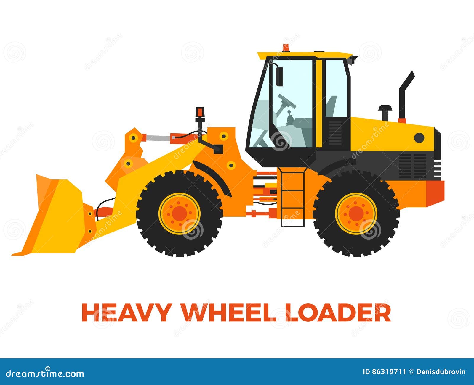 Heavy Wheel Loader Construction Vehicle on a White Background Stock ...