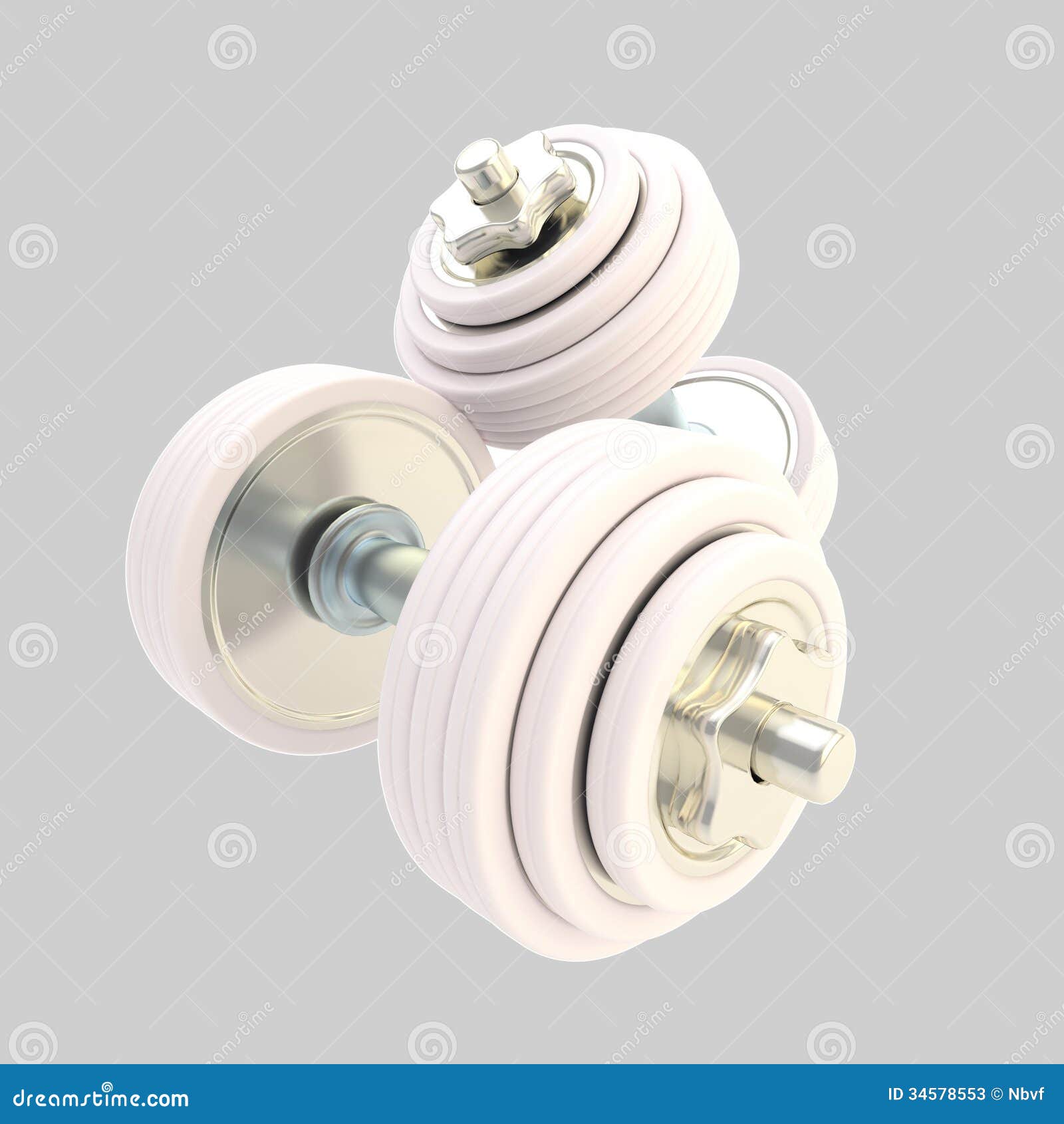 Heavy White Dumbbells Pair of Two Stock Illustration - Illustration of ...