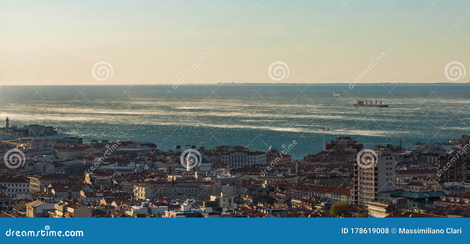 Heavy Wind Bora Over the Gulf of Trieste Stock Photo - Image of boat ...