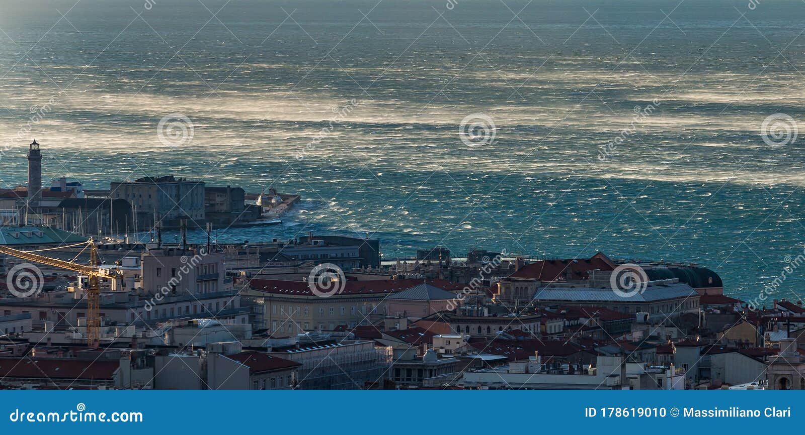 Heavy Wind Bora Over the Gulf of Trieste Stock Photo - Image of pier ...