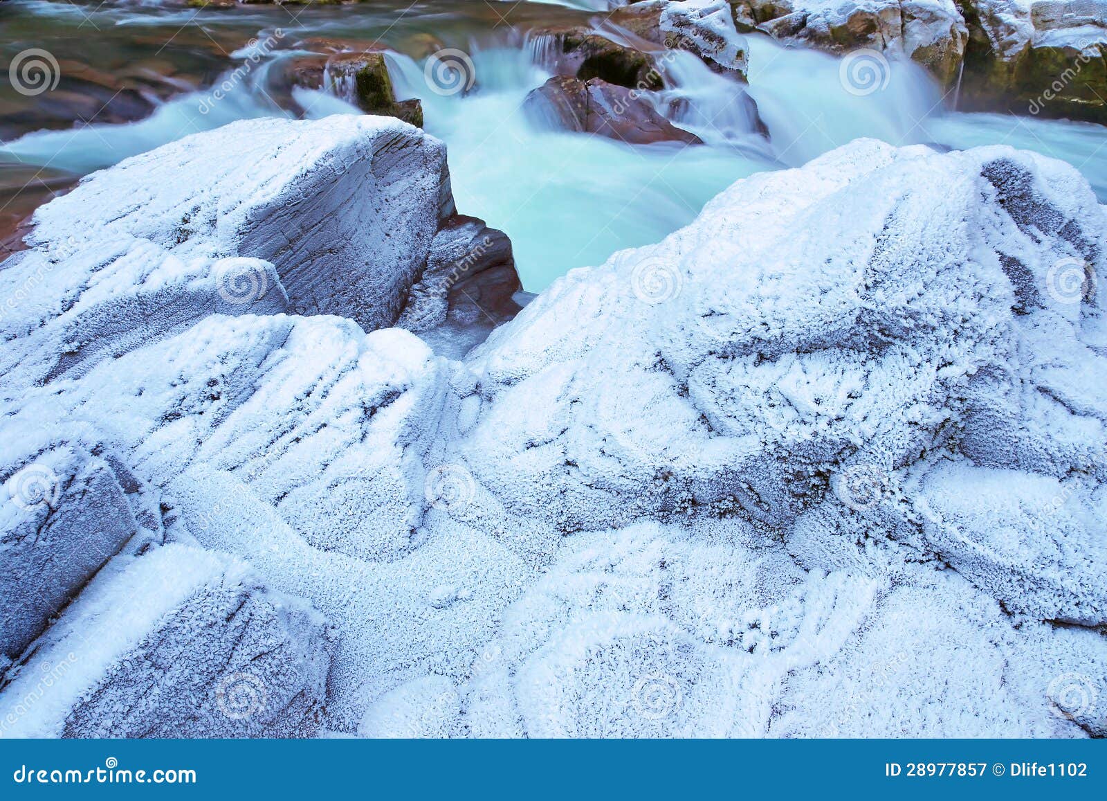 Heavy Winter Frost on Creek-side Rocks Stock Image - Image of ...