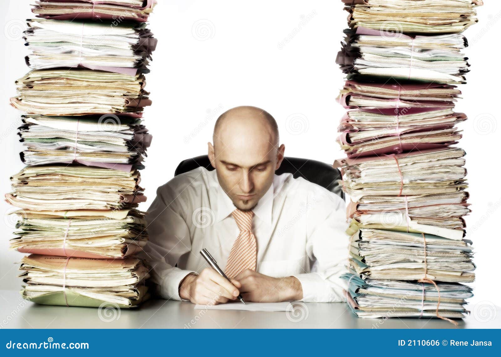 Heavy Workload stock photo. Image of stacks, bald, writing - 2110606
